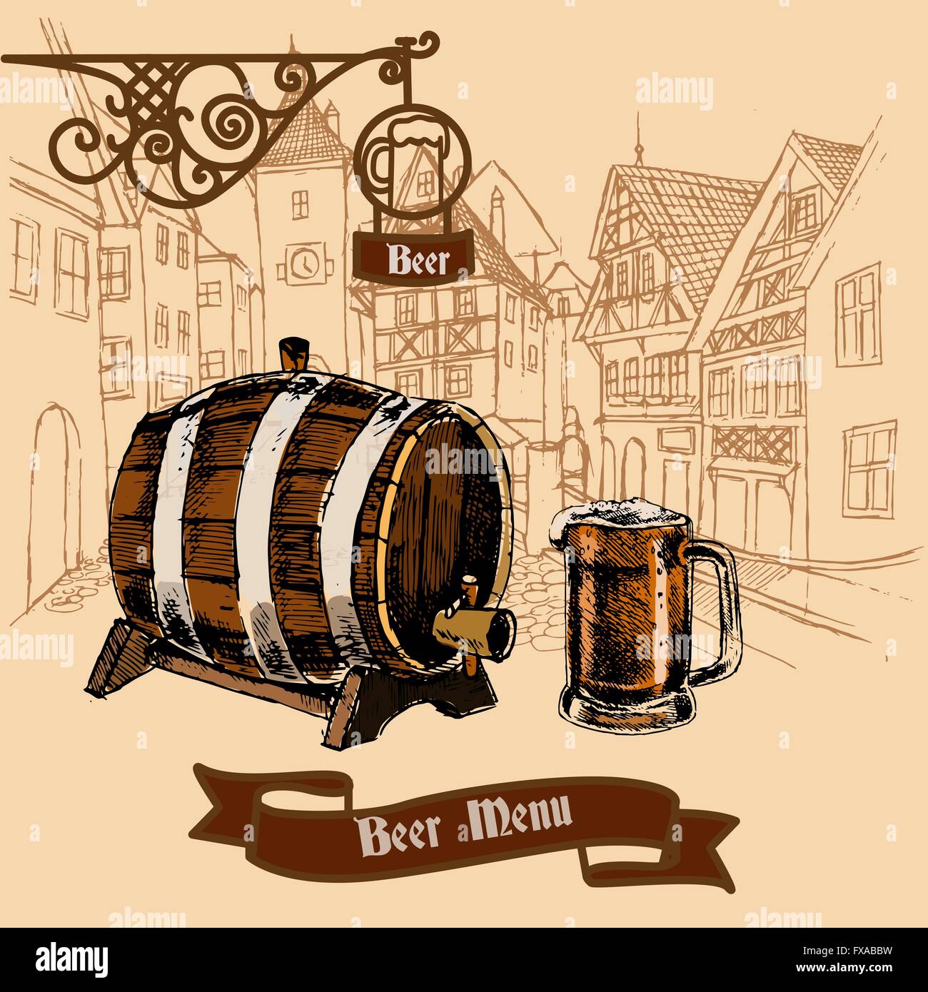 Beer bar menu sketch Stock Vector Image & Art - Alamy