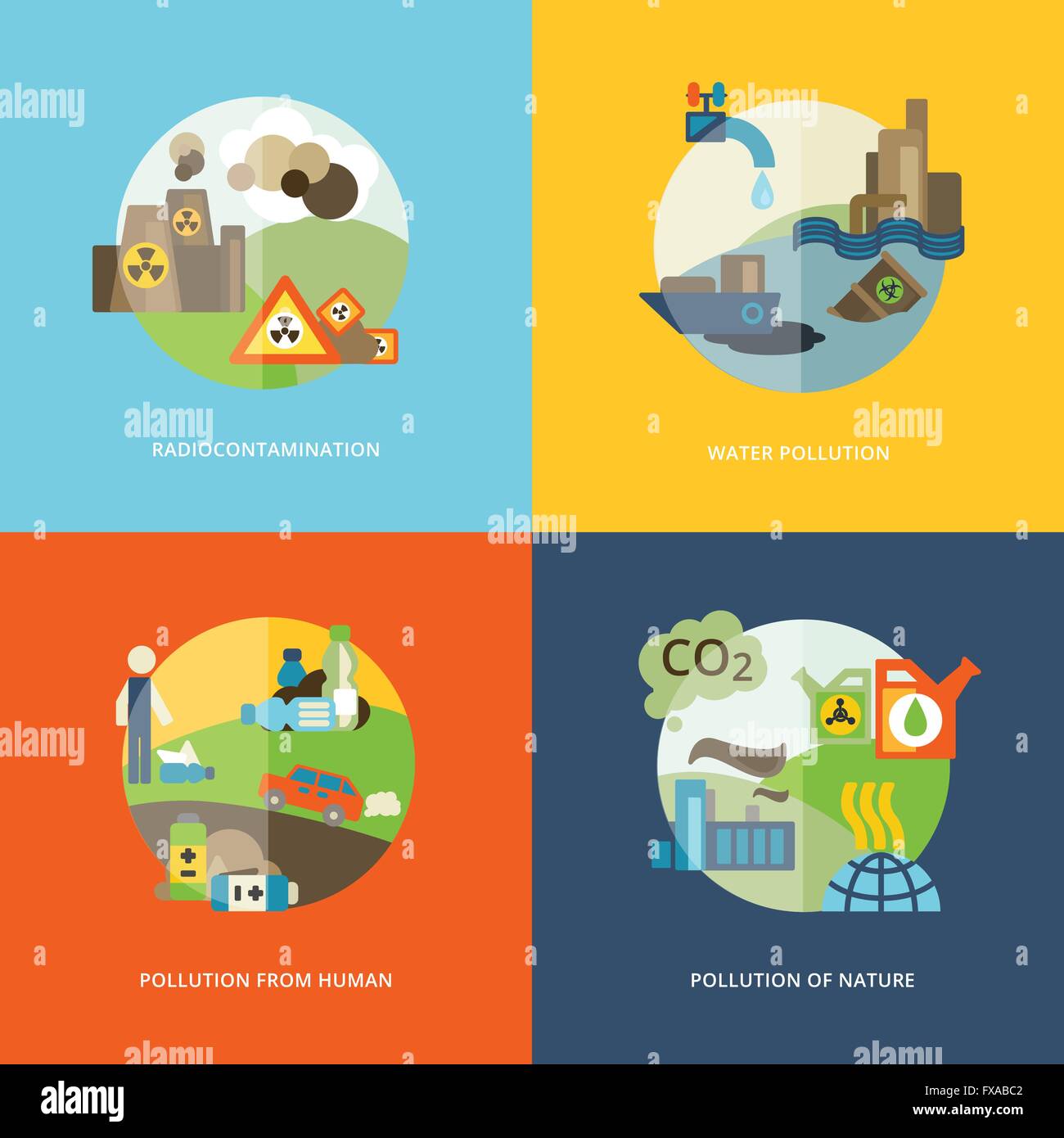 Pollution Icons Flat Stock Vector Image & Art - Alamy