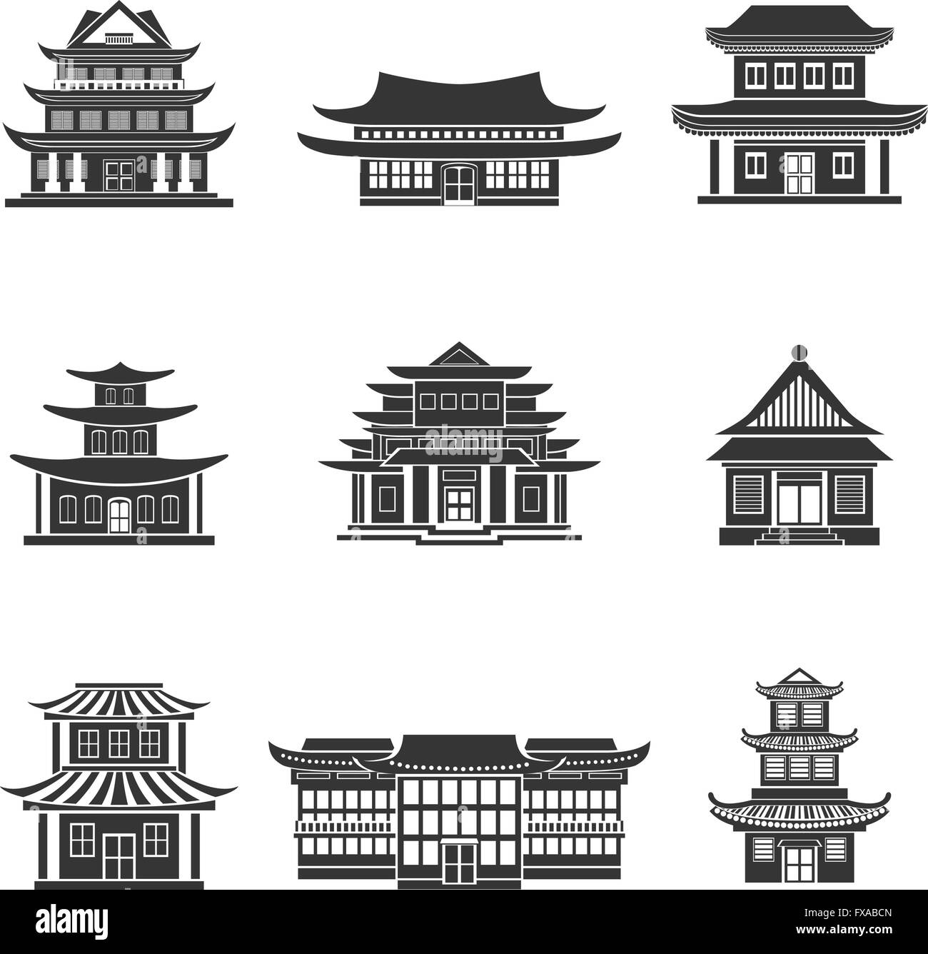 Japanese culture design elements collection Black and White Stock ...