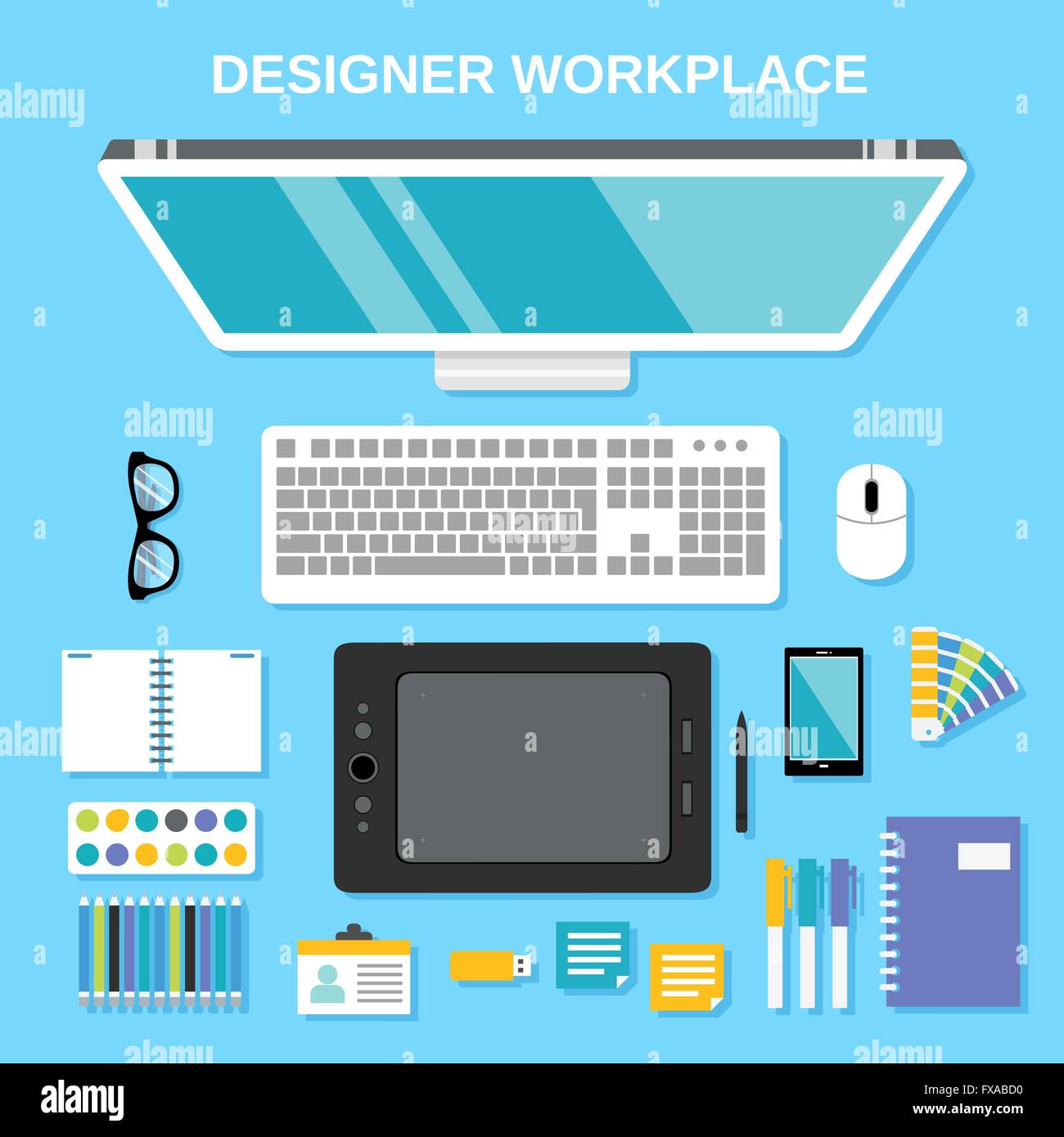 Designer workplace top view Stock Vector Image & Art - Alamy
