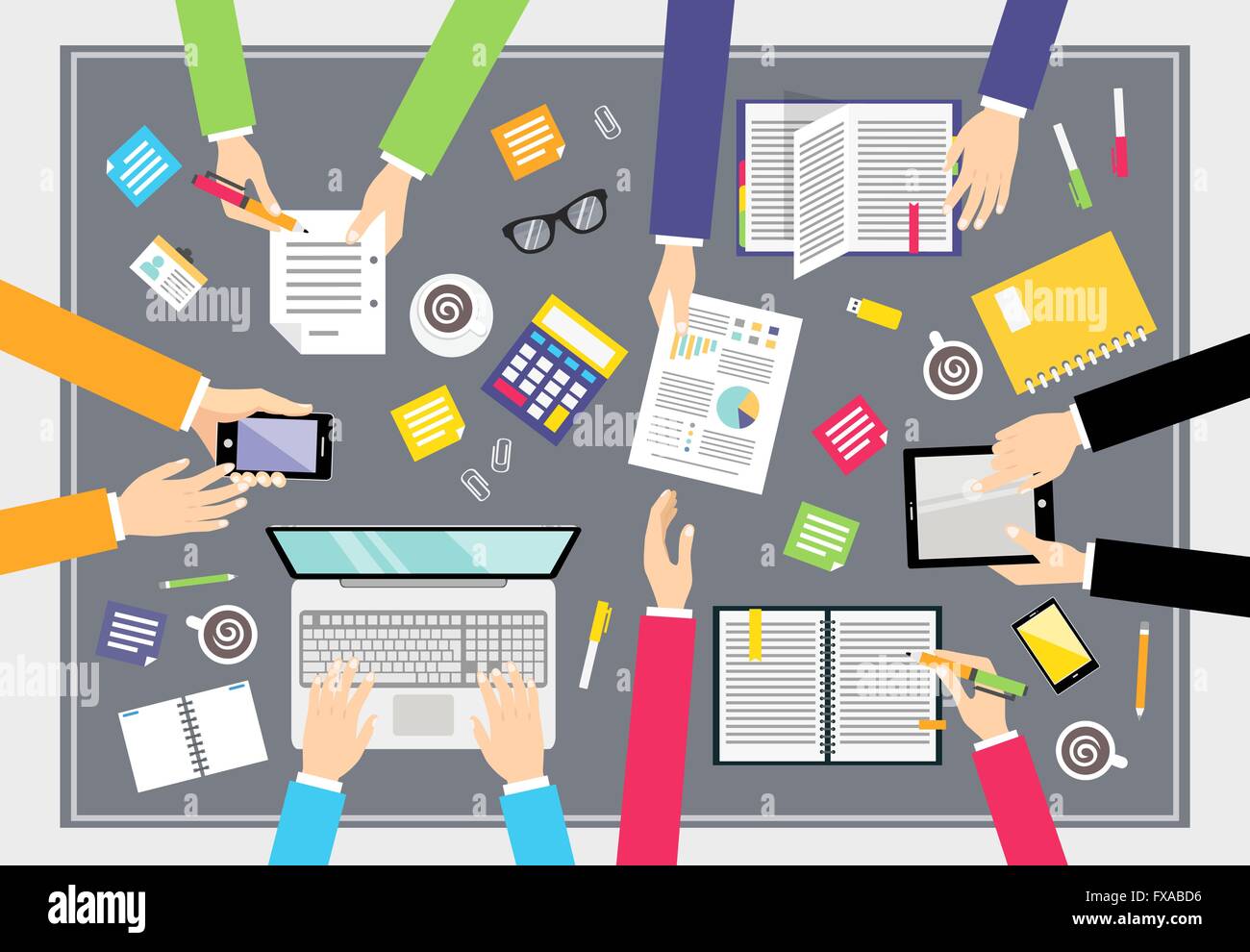 Teamwork writing business people Stock Vector Images - Alamy