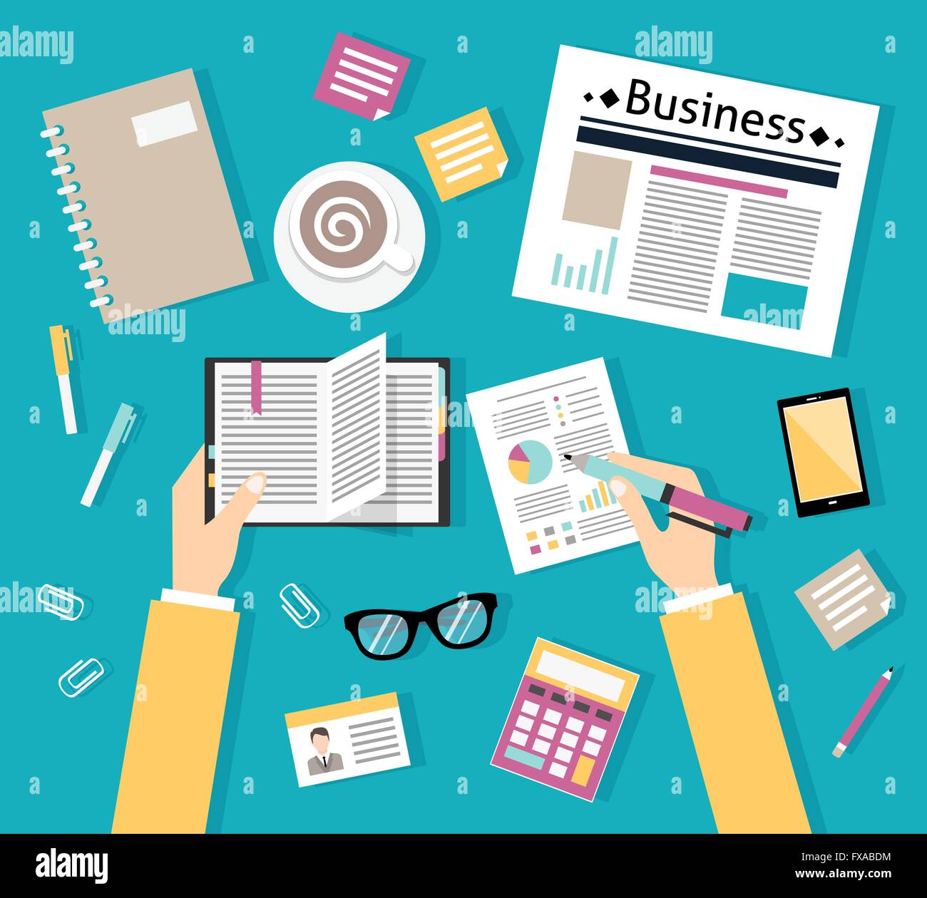 Businessman workplace top view Stock Vector Image & Art - Alamy