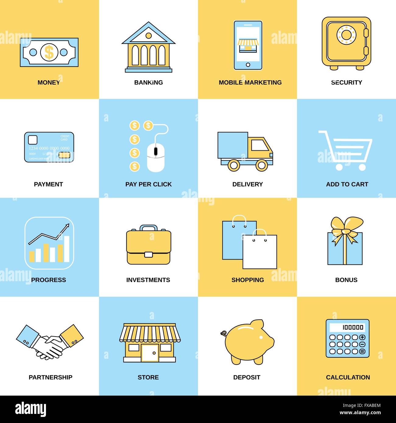 Business icons flat line set Stock Vector Image & Art - Alamy