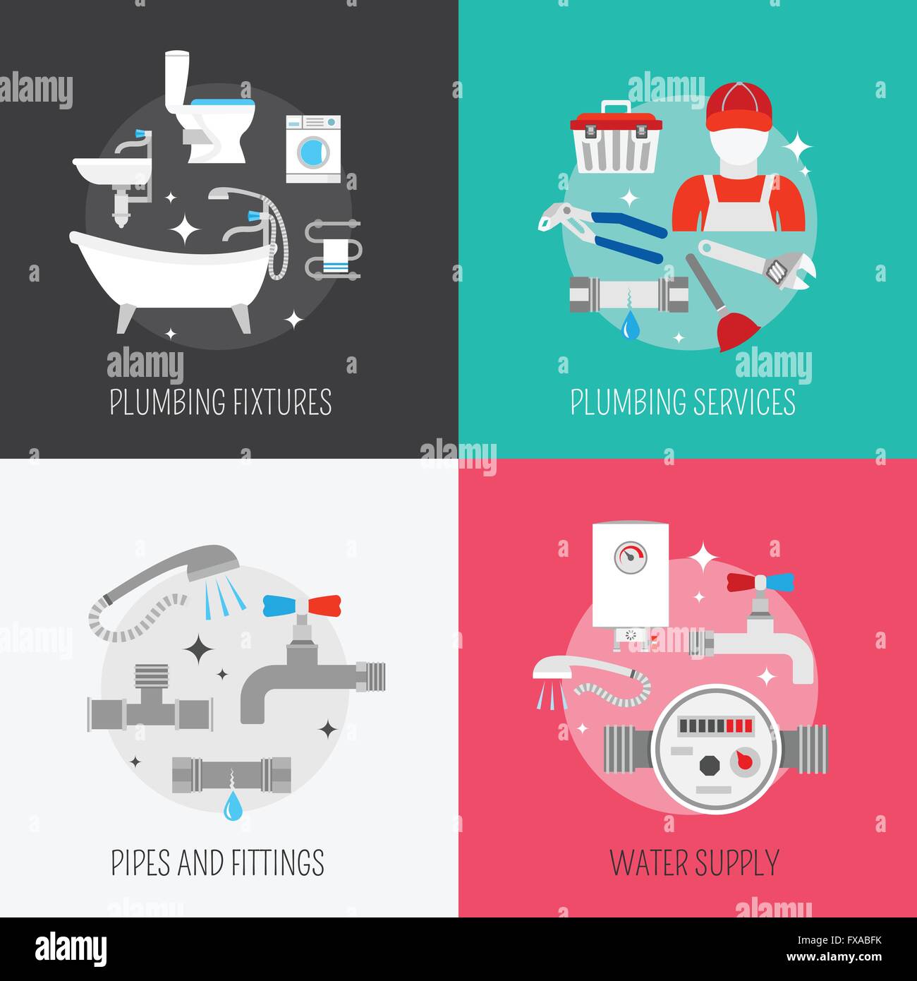 Plumber icon composition set Stock Vector Image & Art - Alamy