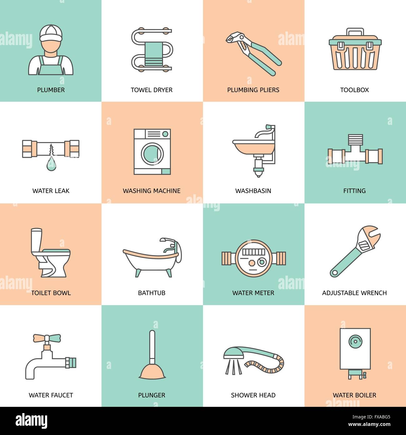 Plumbing Icons Flat Line Set Stock Vector Image & Art - Alamy