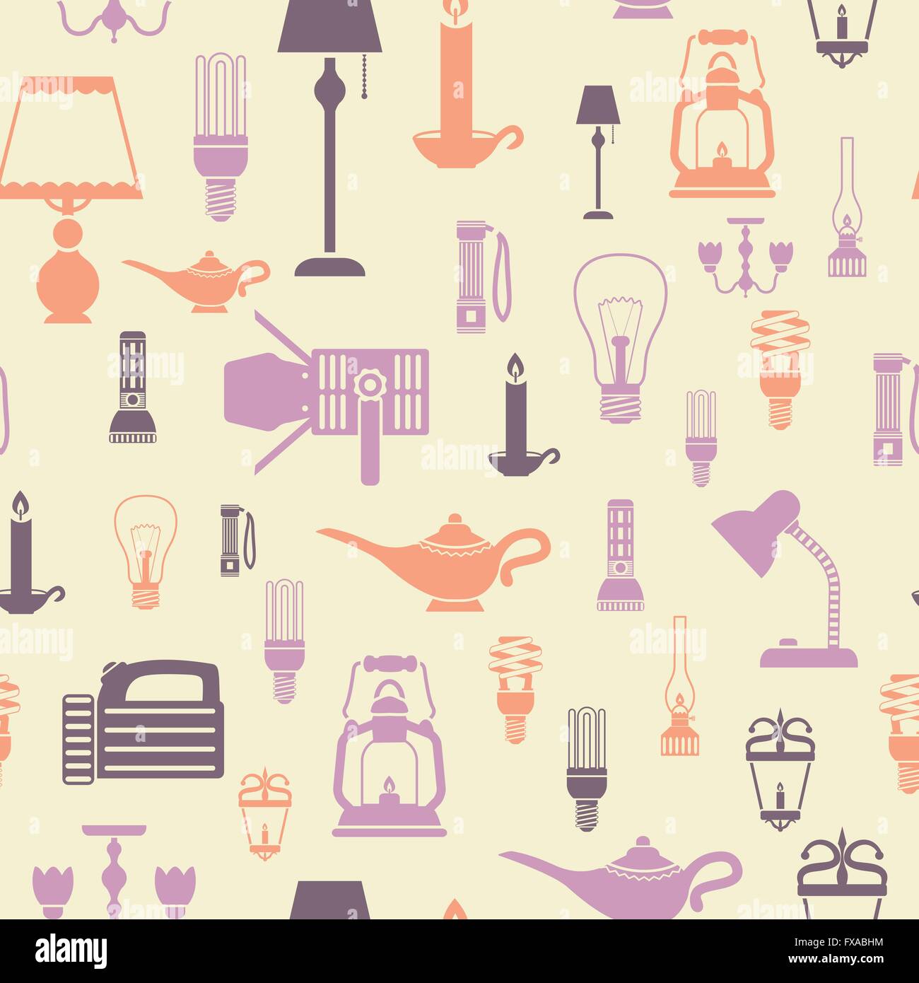 Flashlight and lamps seamless pattern Stock Vector Image & Art - Alamy