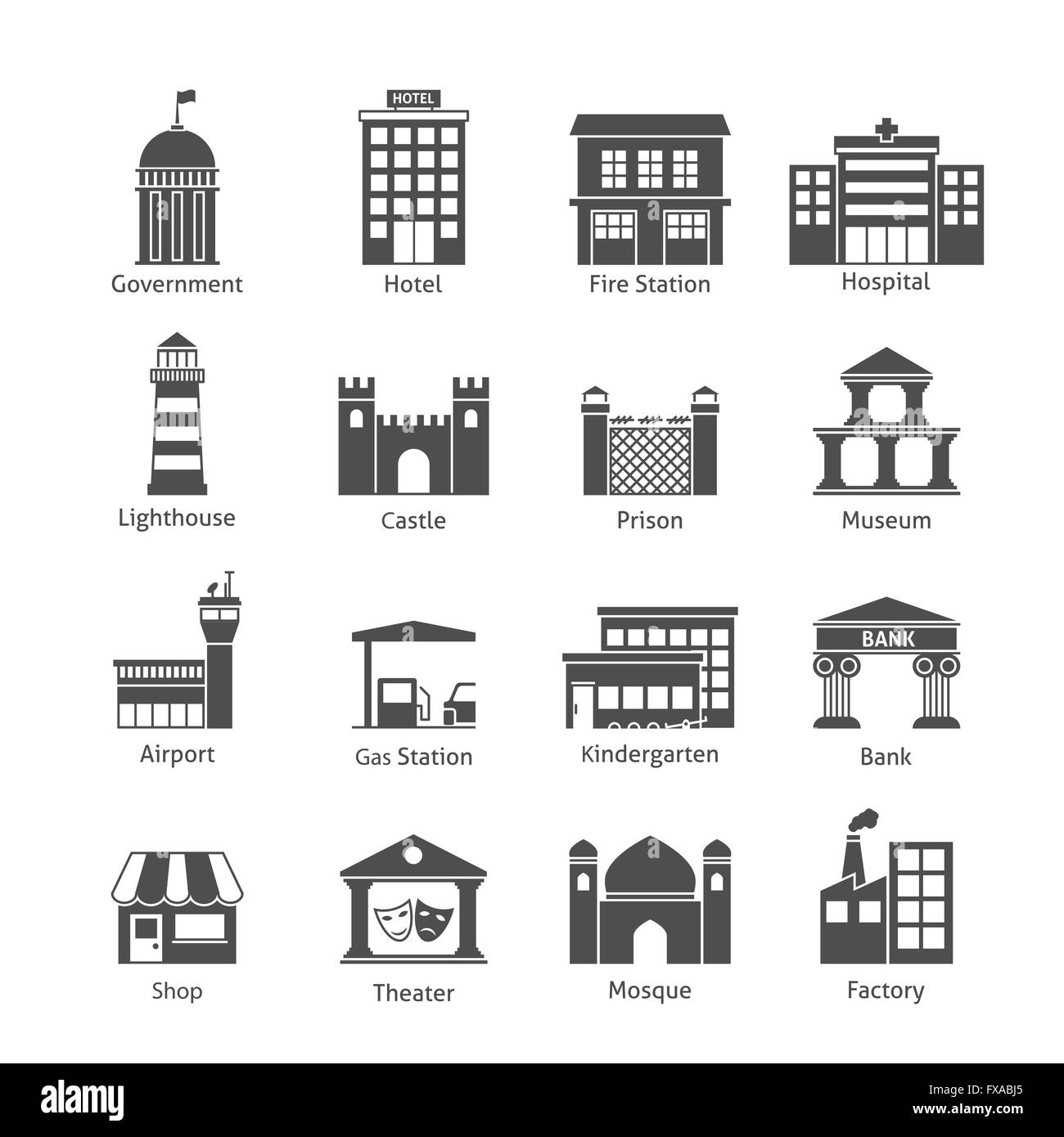 Government buildings icons Stock Vector Image & Art - Alamy