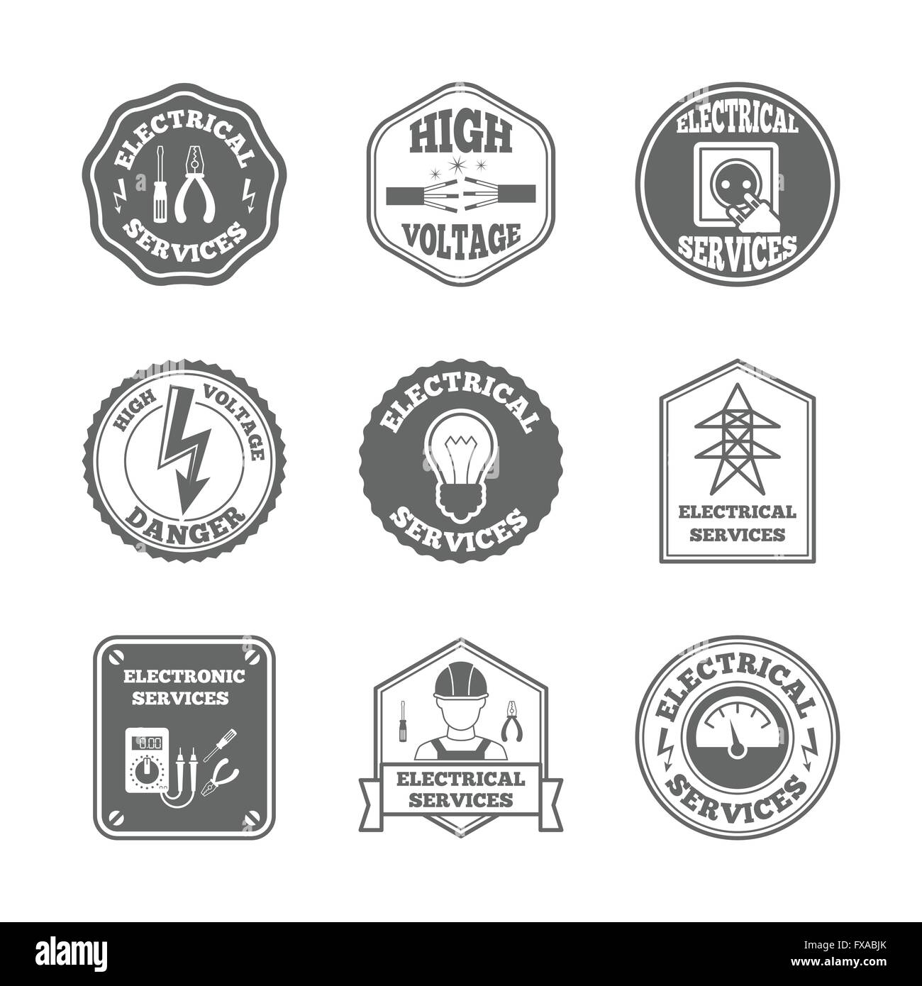 Electricity label set Stock Vector Image & Art - Alamy