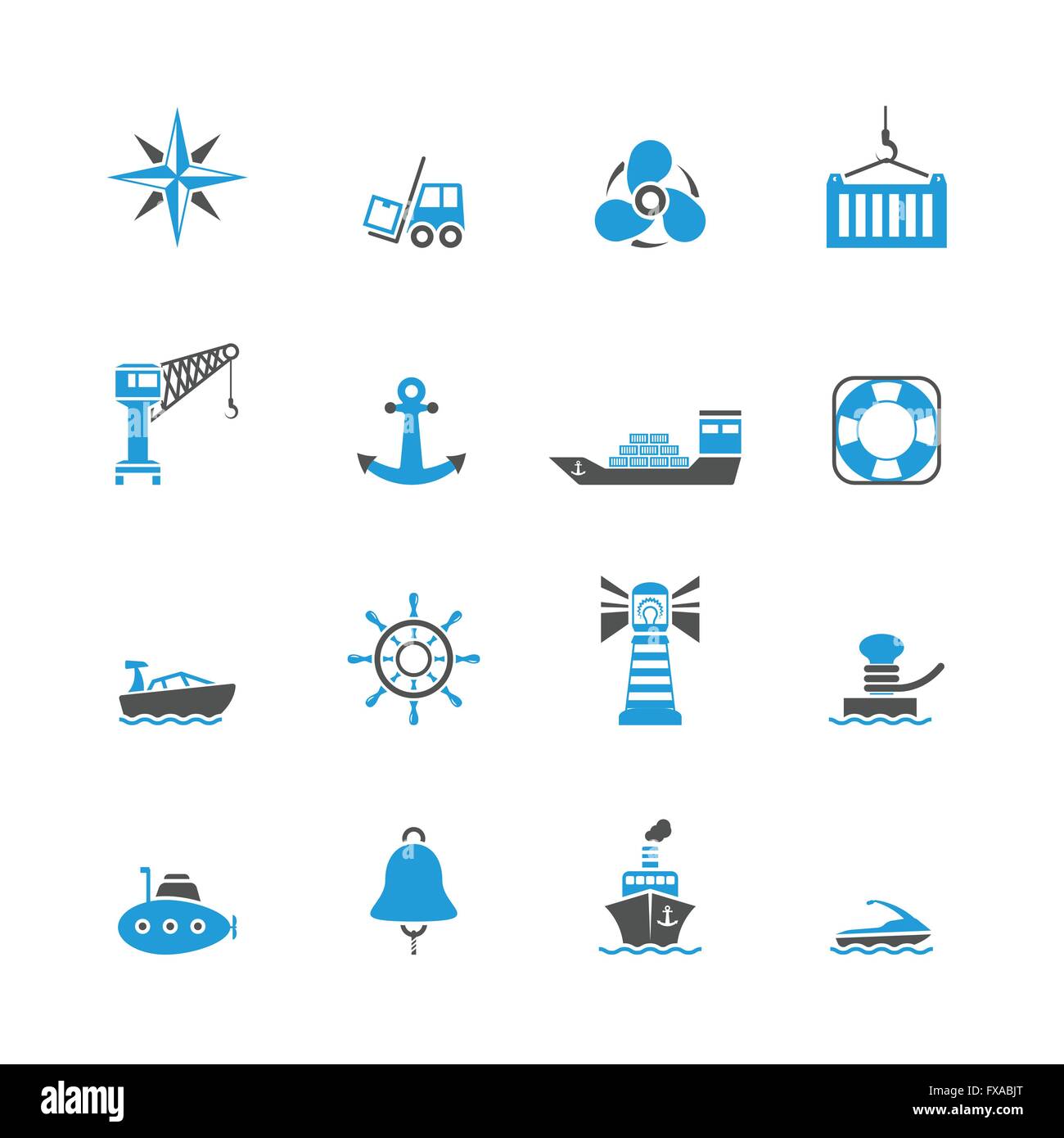 Sea port icons set Stock Vector Image & Art - Alamy