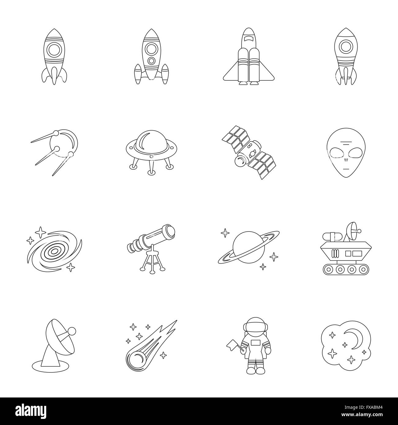 Space icons outline Stock Vector Image & Art - Alamy