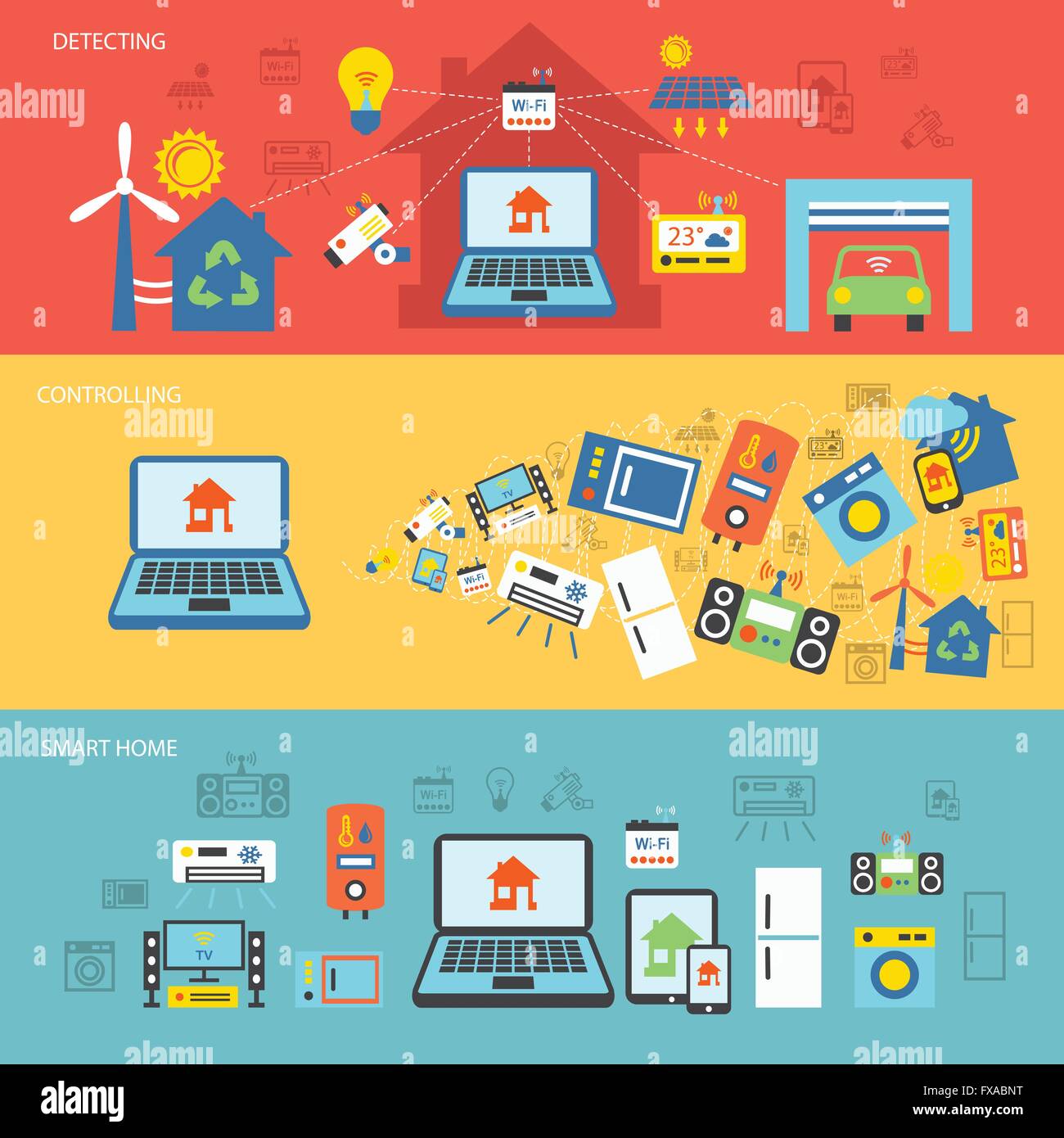Smart home banner flat set Stock Vector Image & Art - Alamy