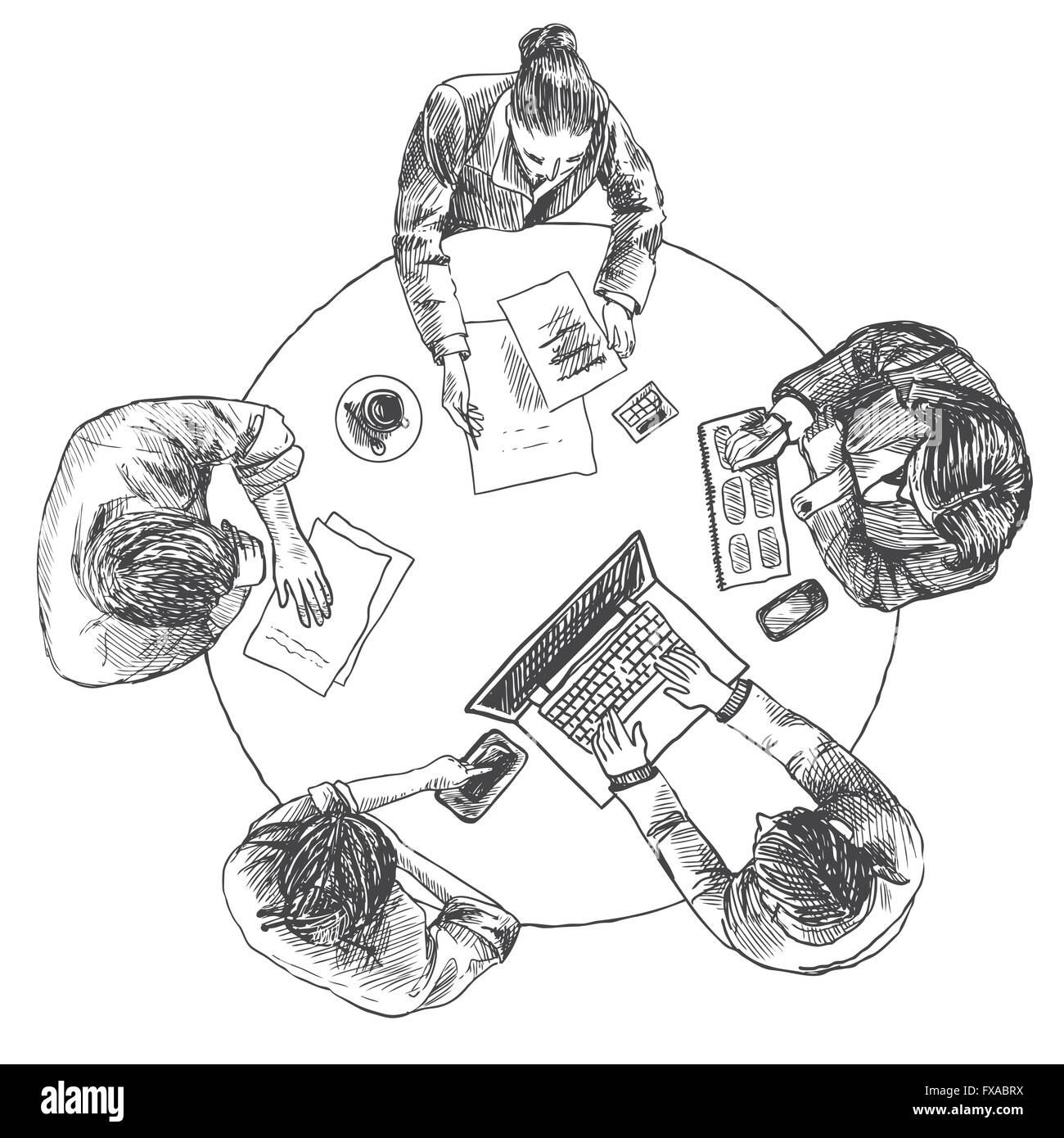 Business people office elements Black and White Stock Photos & Images ...