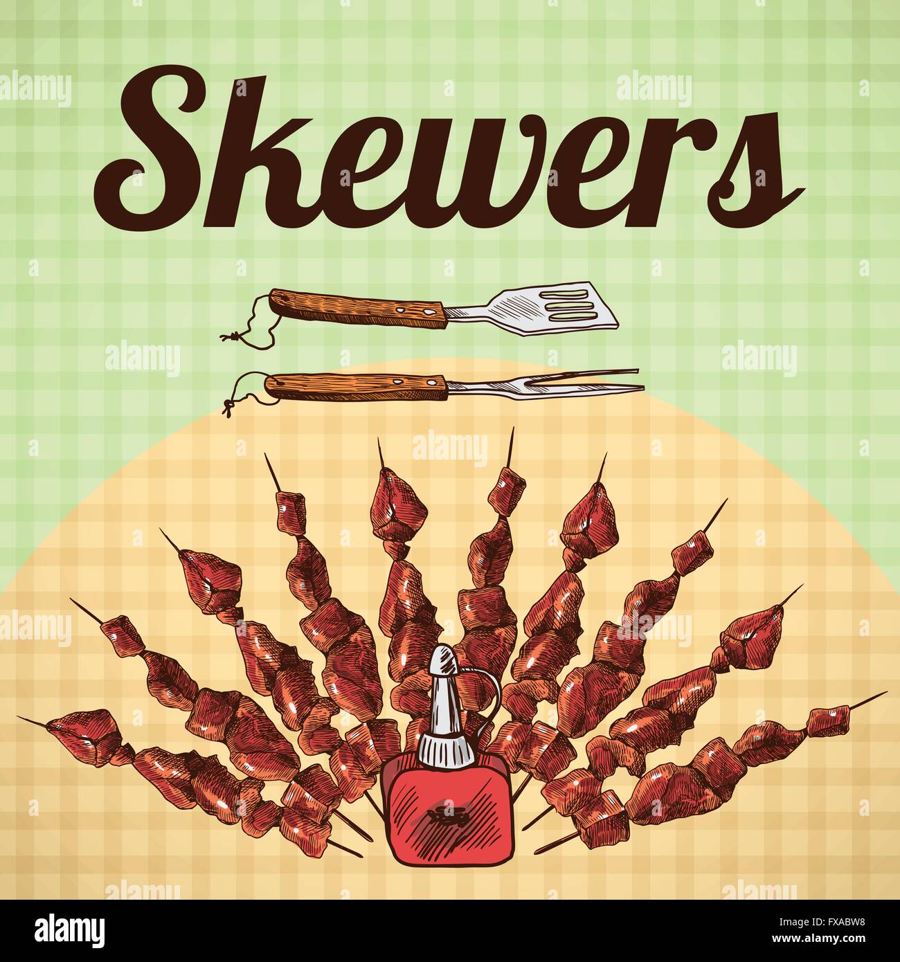 Skewers sketch poster Stock Vector Image & Art - Alamy
