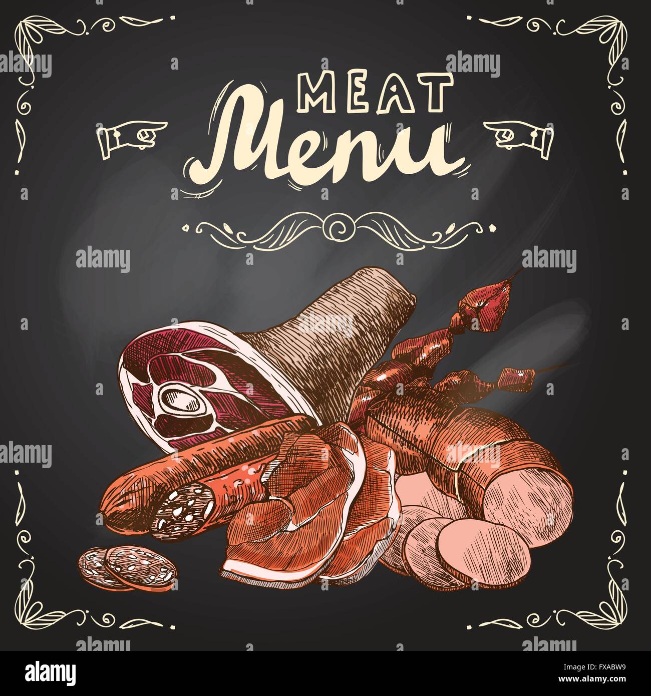 Meat chalkboard poster Stock Vector Image & Art - Alamy