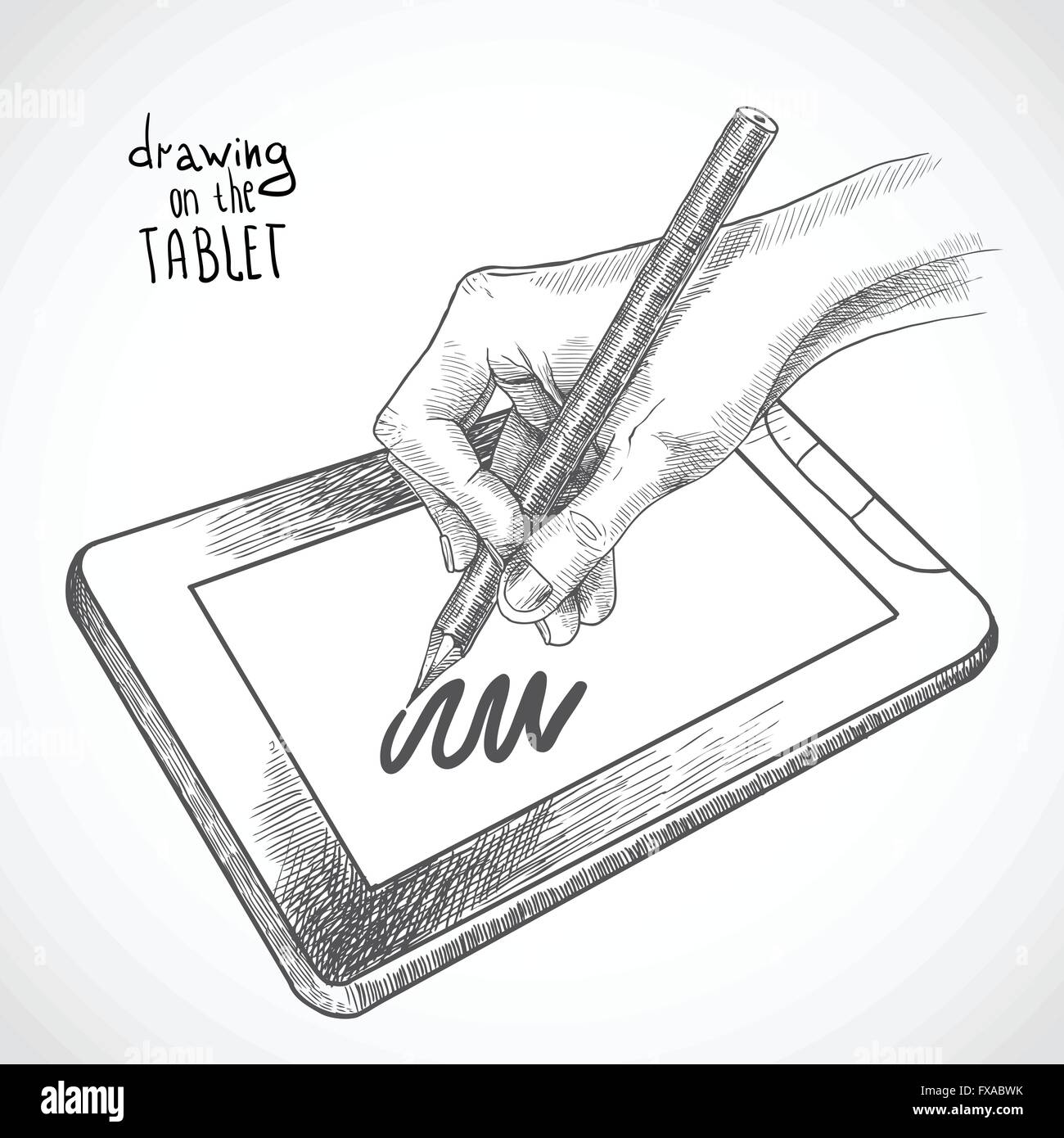 Hand drawing on the tablet Stock Vector Image & Art - Alamy