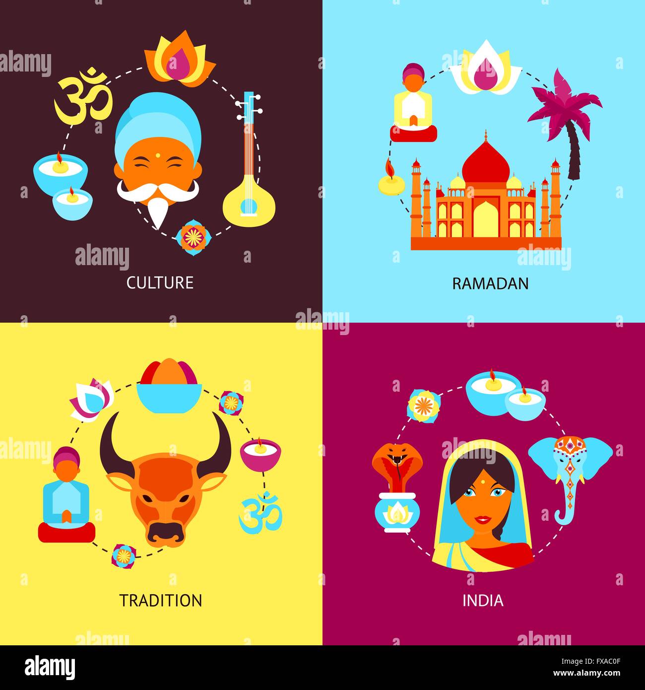India flat set Stock Vector Image & Art - Alamy