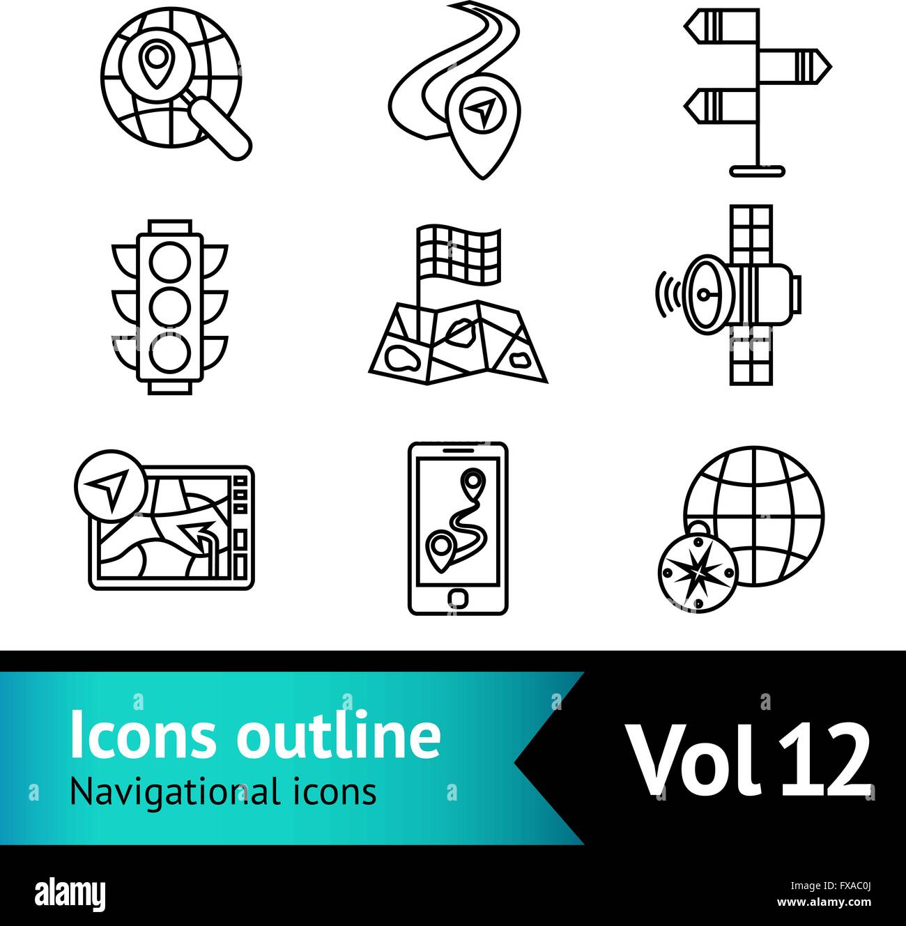 Mobile Navigation Icons Set Stock Vector Image & Art - Alamy