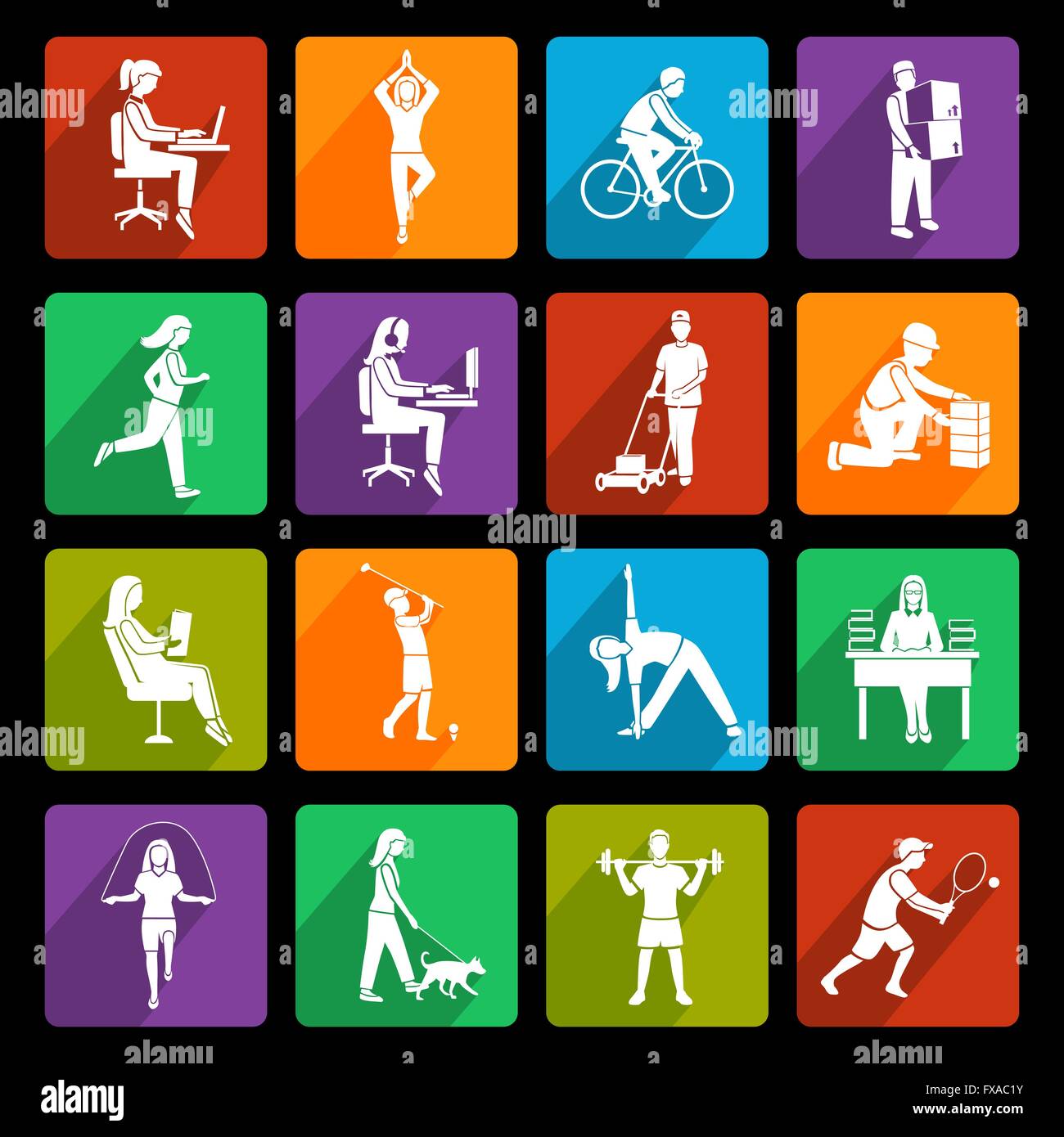 Physical activity icons flat Stock Vector Image & Art - Alamy