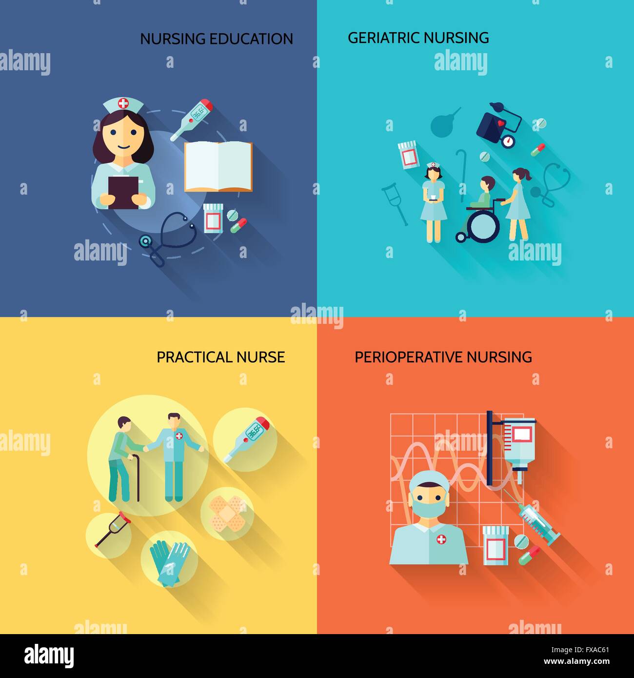 Nurse icon set flat Stock Vector Image & Art - Alamy