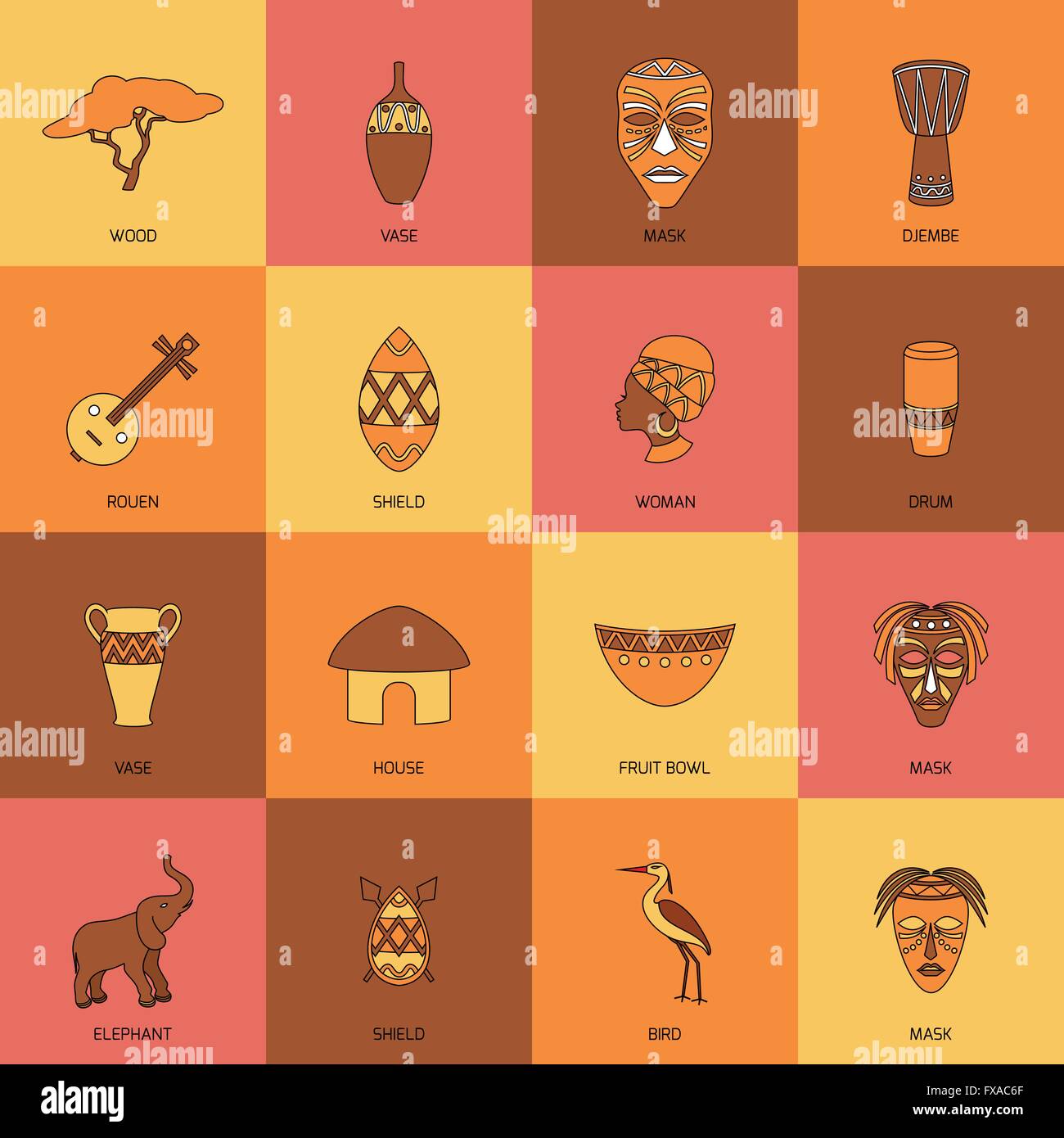 Africa Icons Line Flat Stock Vector Image & Art - Alamy