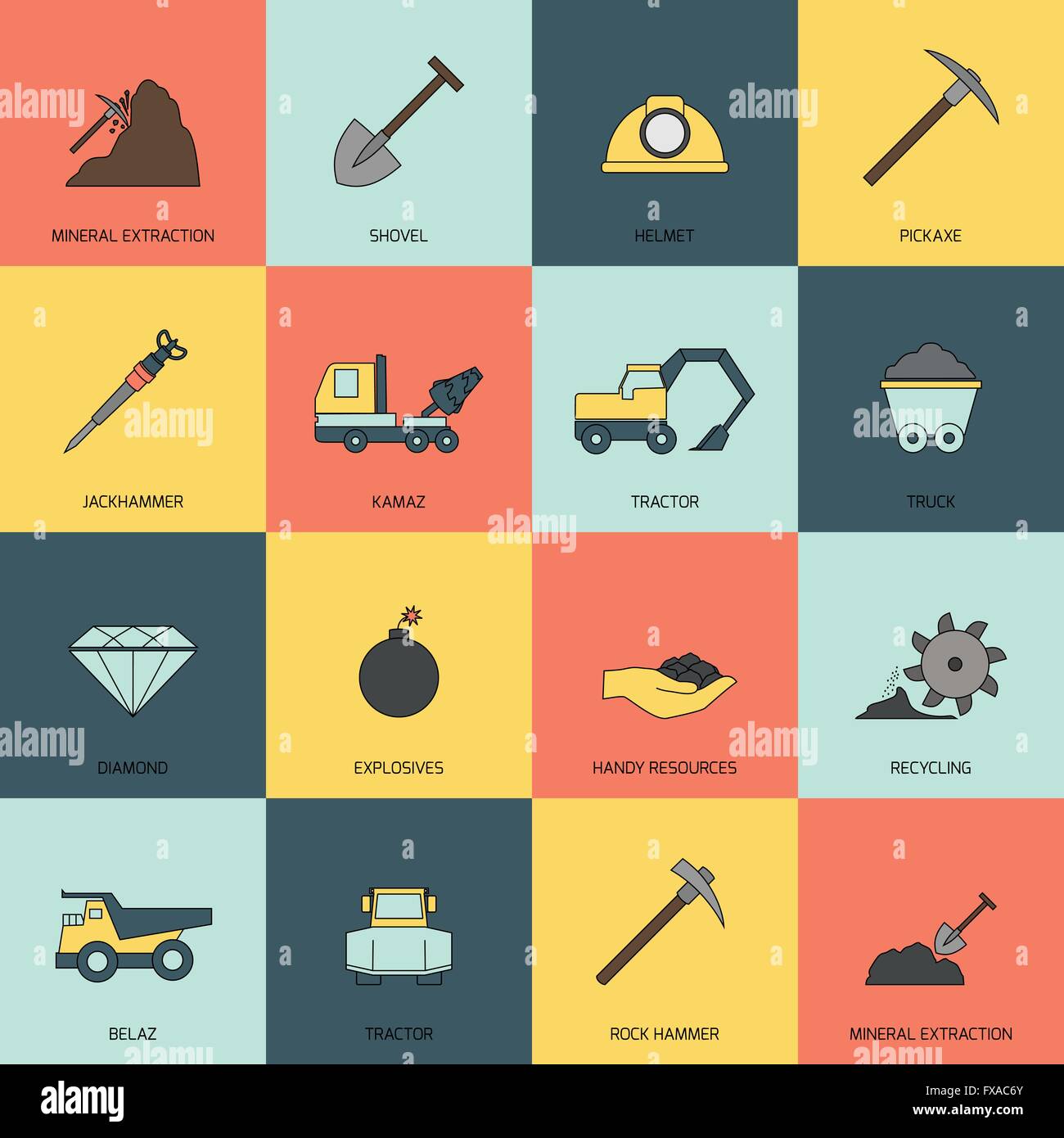 Mining icons line flat Stock Vector Image & Art - Alamy