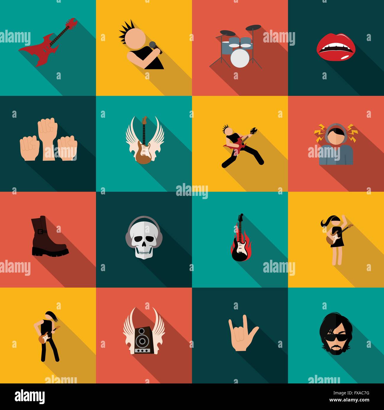 Rock music icons flat Stock Vector Image & Art - Alamy