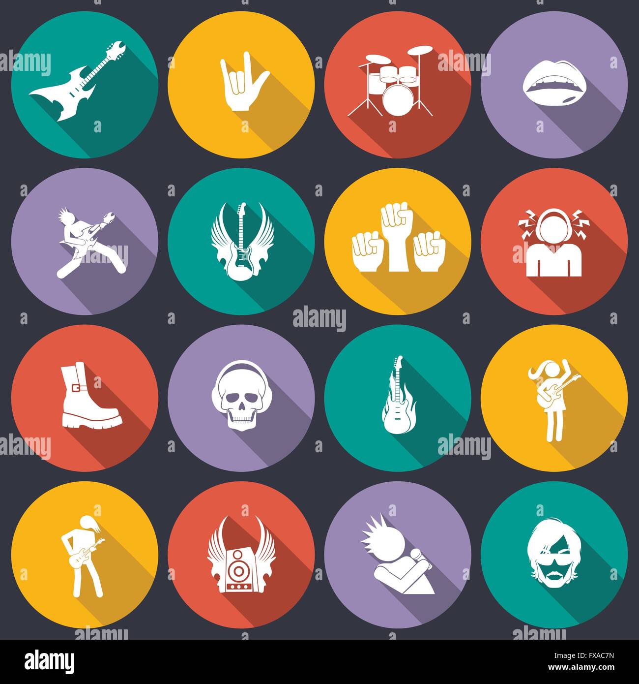 Rock music icons flat Stock Vector Image & Art - Alamy