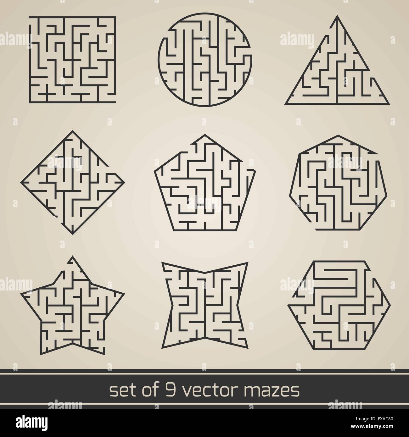 Maze labyrinth set Stock Vector Image & Art - Alamy