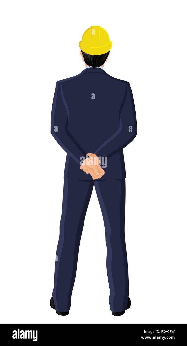 Businessman in work helmet back view Stock Vector Image & Art - Alamy