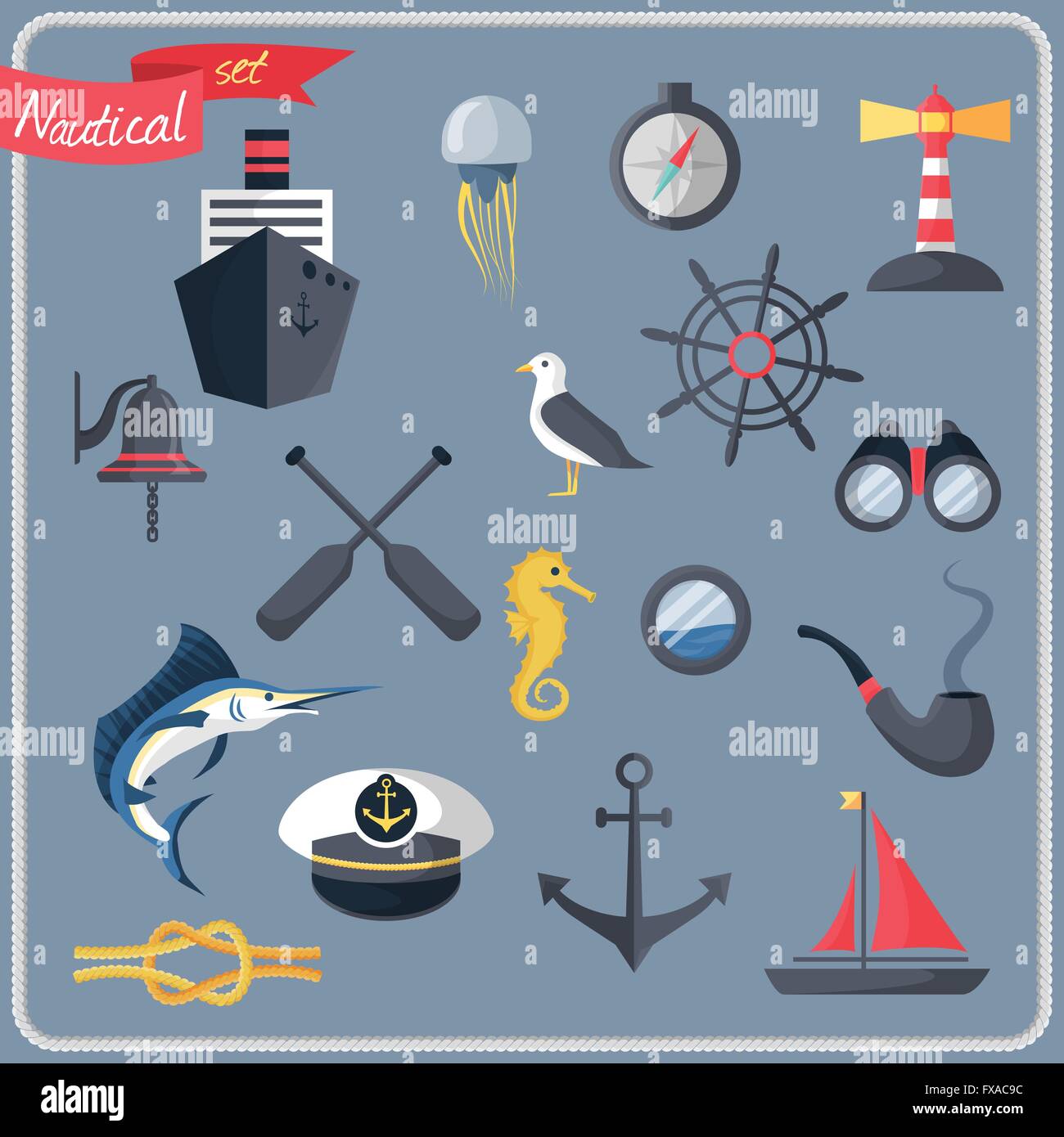 Nautical icons set Stock Vector Image & Art - Alamy