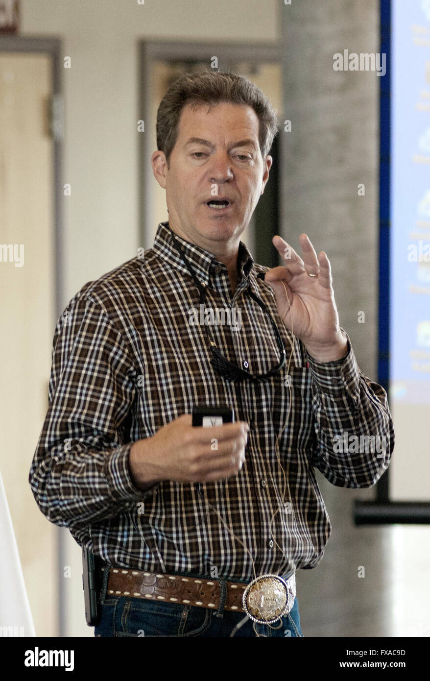 Elmdale, Kansas, USA, 2nd September, 2015 Kansas Governor Sam Brownback ...