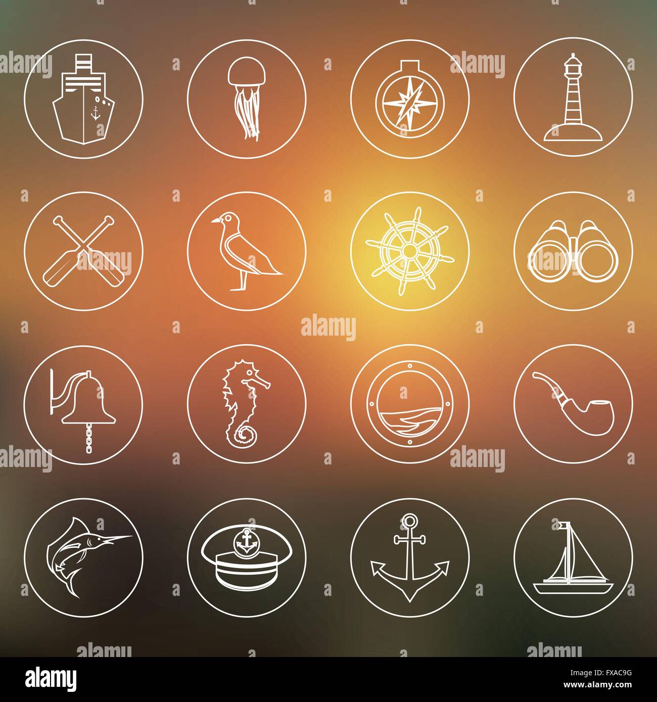Nautical icons set outline Stock Vector Image & Art - Alamy