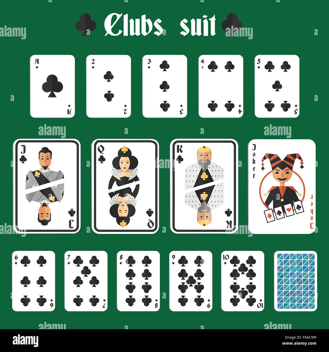 Royal flush of clubs Stock Vector Images - Alamy