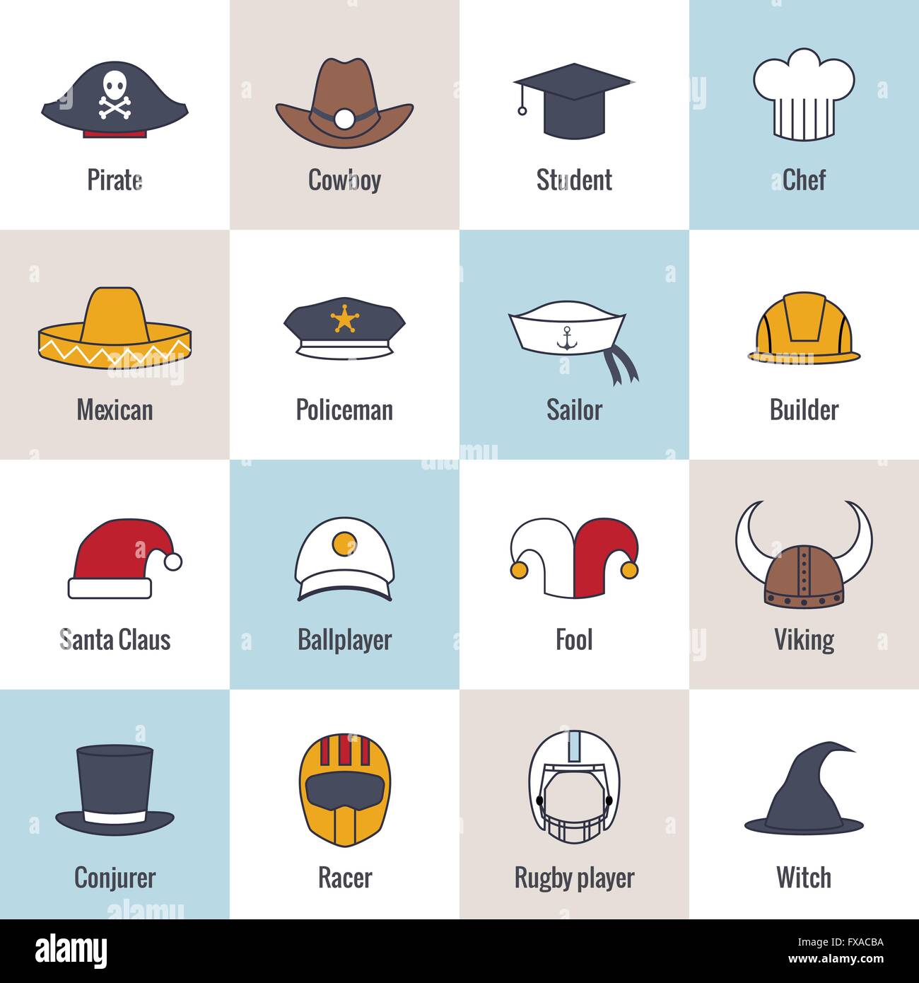 Icons Hat Flat Line Stock Vector Image & Art - Alamy