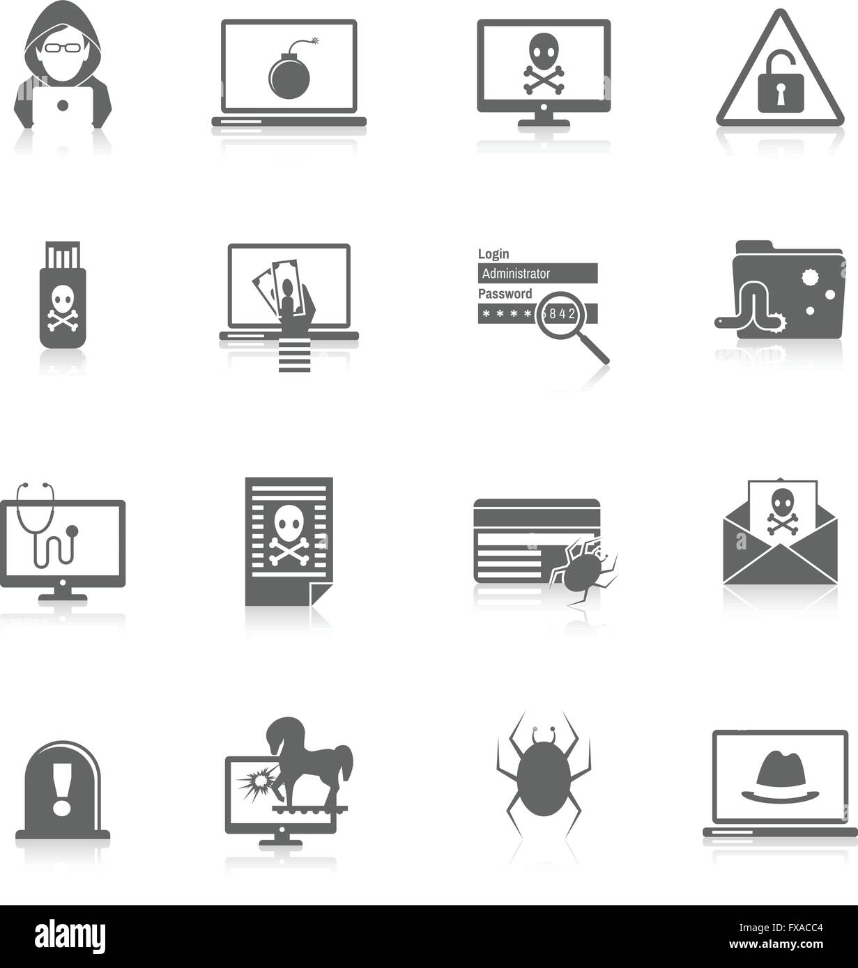 Hacker icons black Stock Vector Image & Art - Alamy