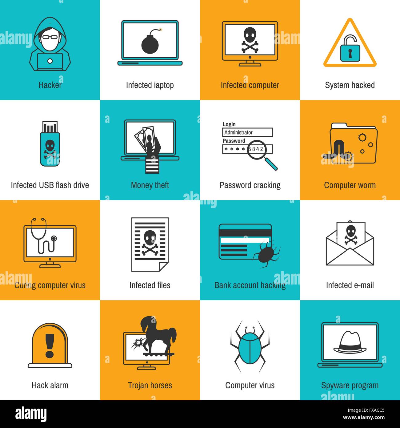 Set fraud hacking line Stock Vector Images - Alamy