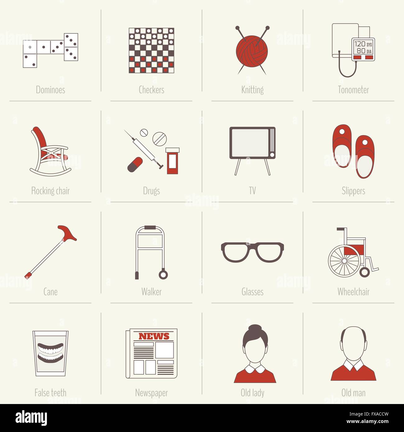 Senior people flat line Stock Vector Images - Alamy