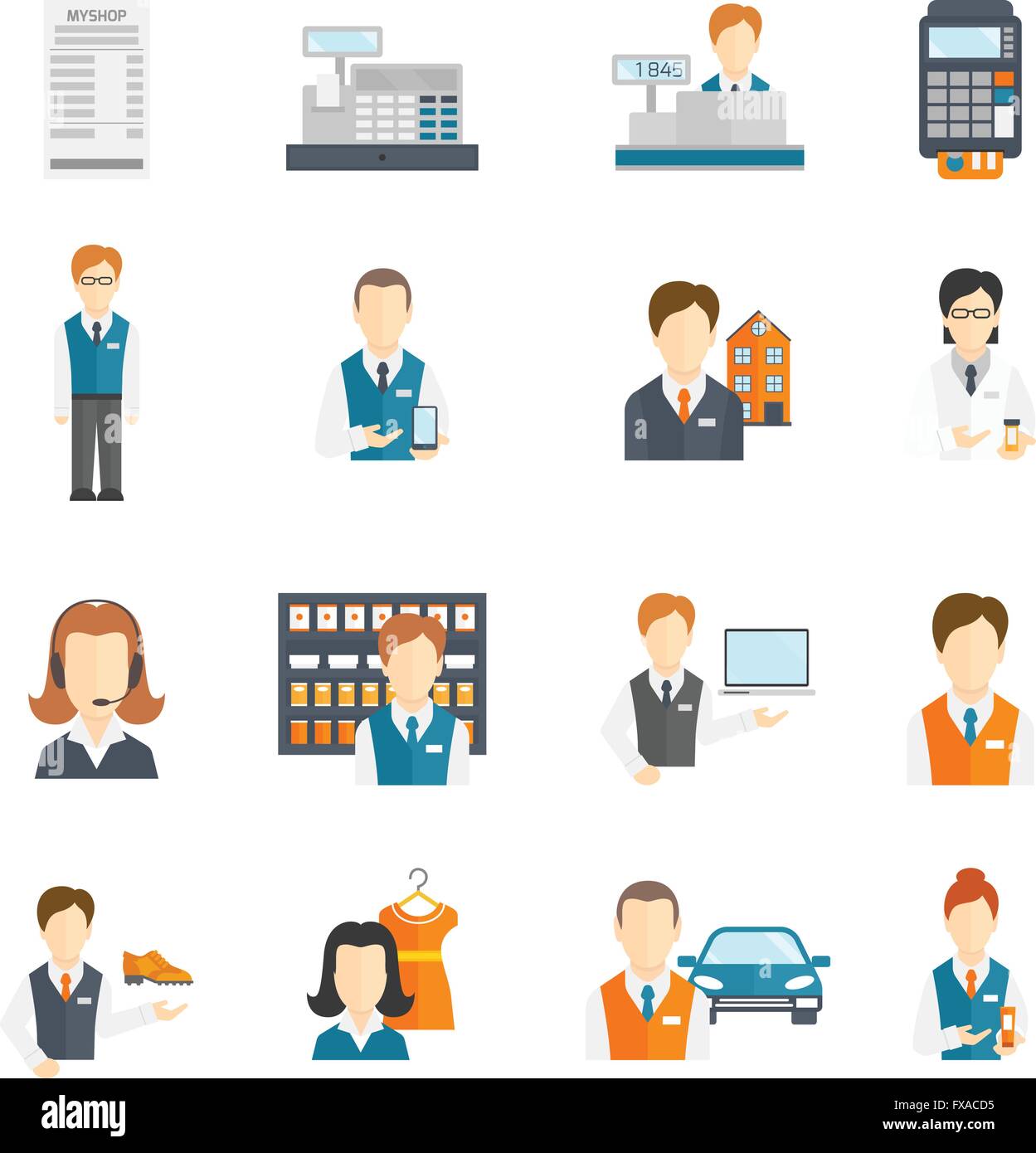 Set icons salesman flat Stock Vector Image & Art - Alamy