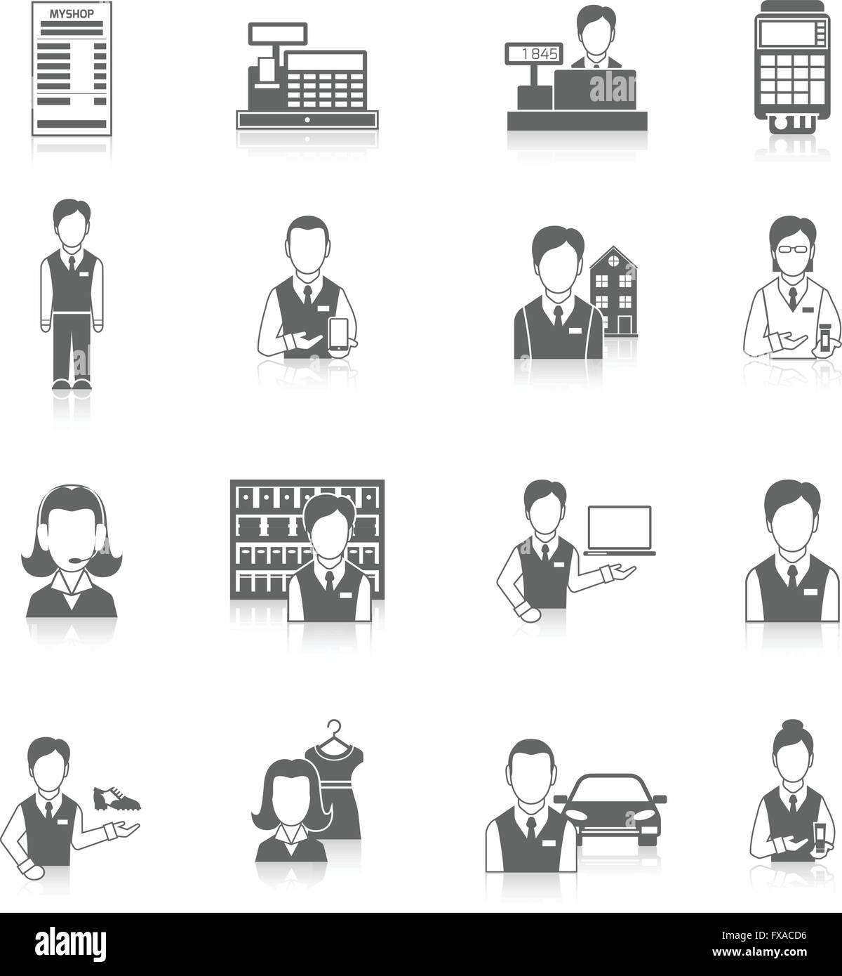 Set icons salesman black Stock Vector Image & Art - Alamy