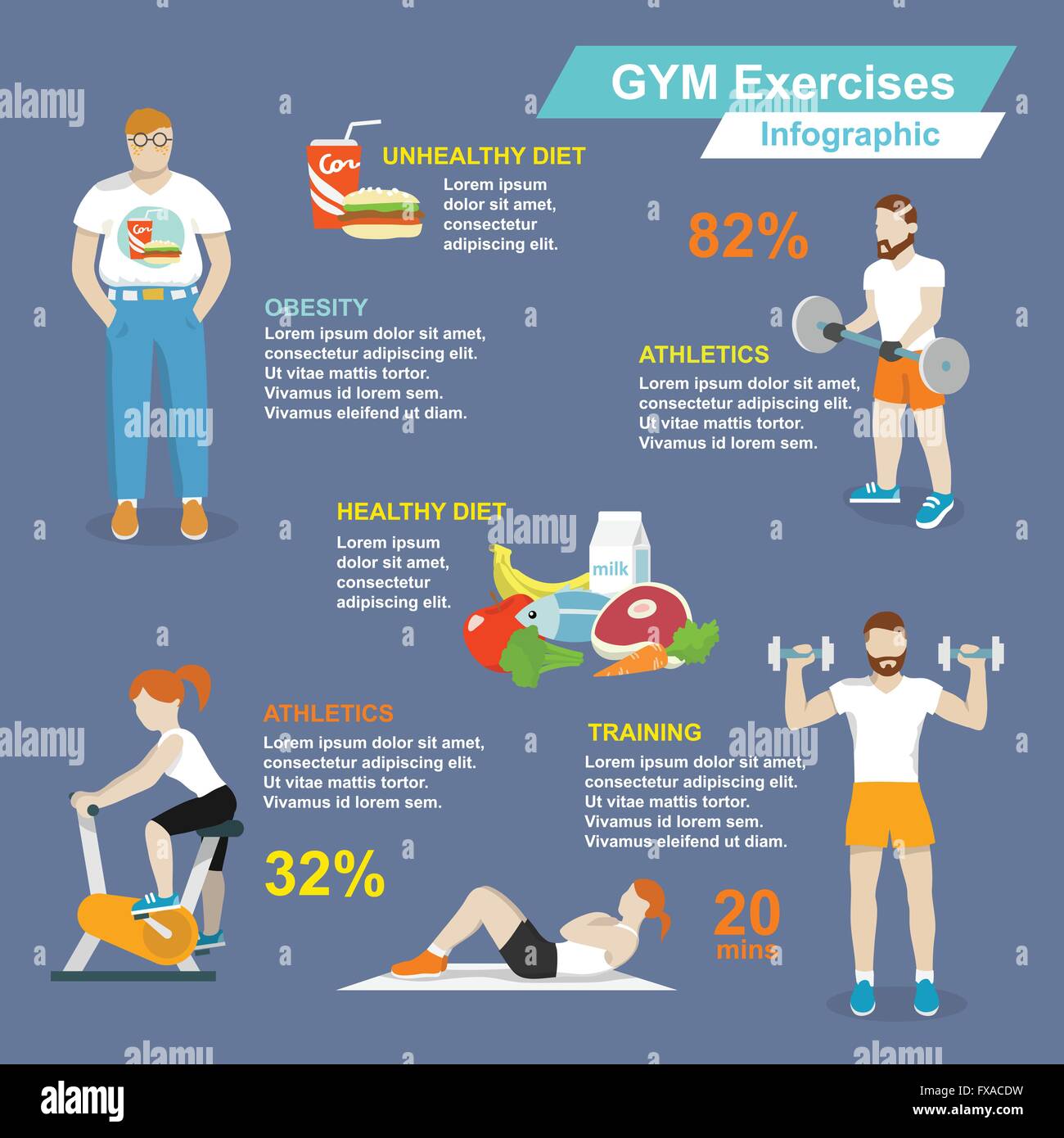 Gym sport exercises infographic Stock Vector Image & Art - Alamy