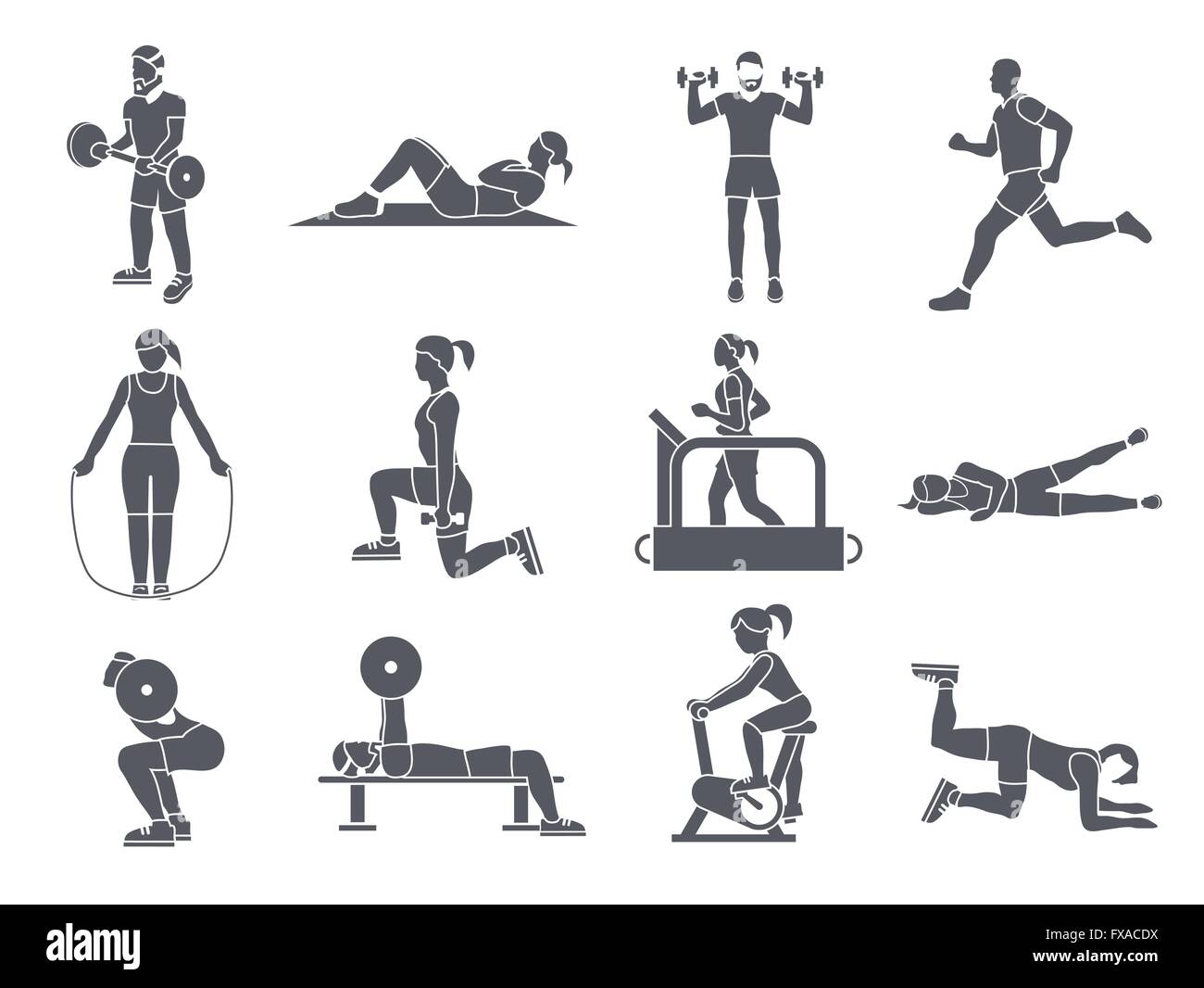Gym Sport Exercises Icons Stock Vector Image & Art - Alamy