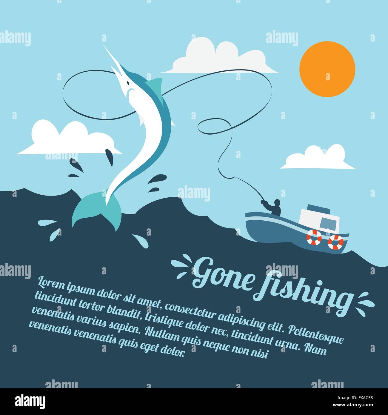 Fishing boat poster Stock Vector Image & Art - Alamy