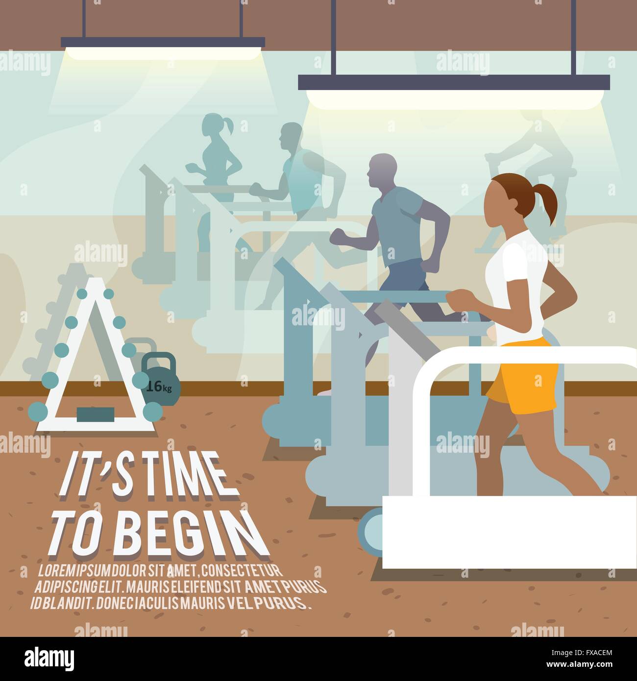 People on treadmills fitness poster Stock Vector Image & Art - Alamy