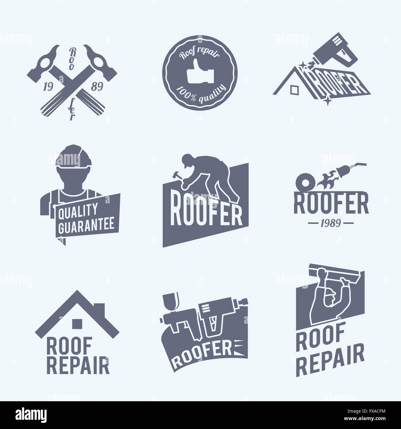 Roofer label set grey Stock Vector Image & Art - Alamy
