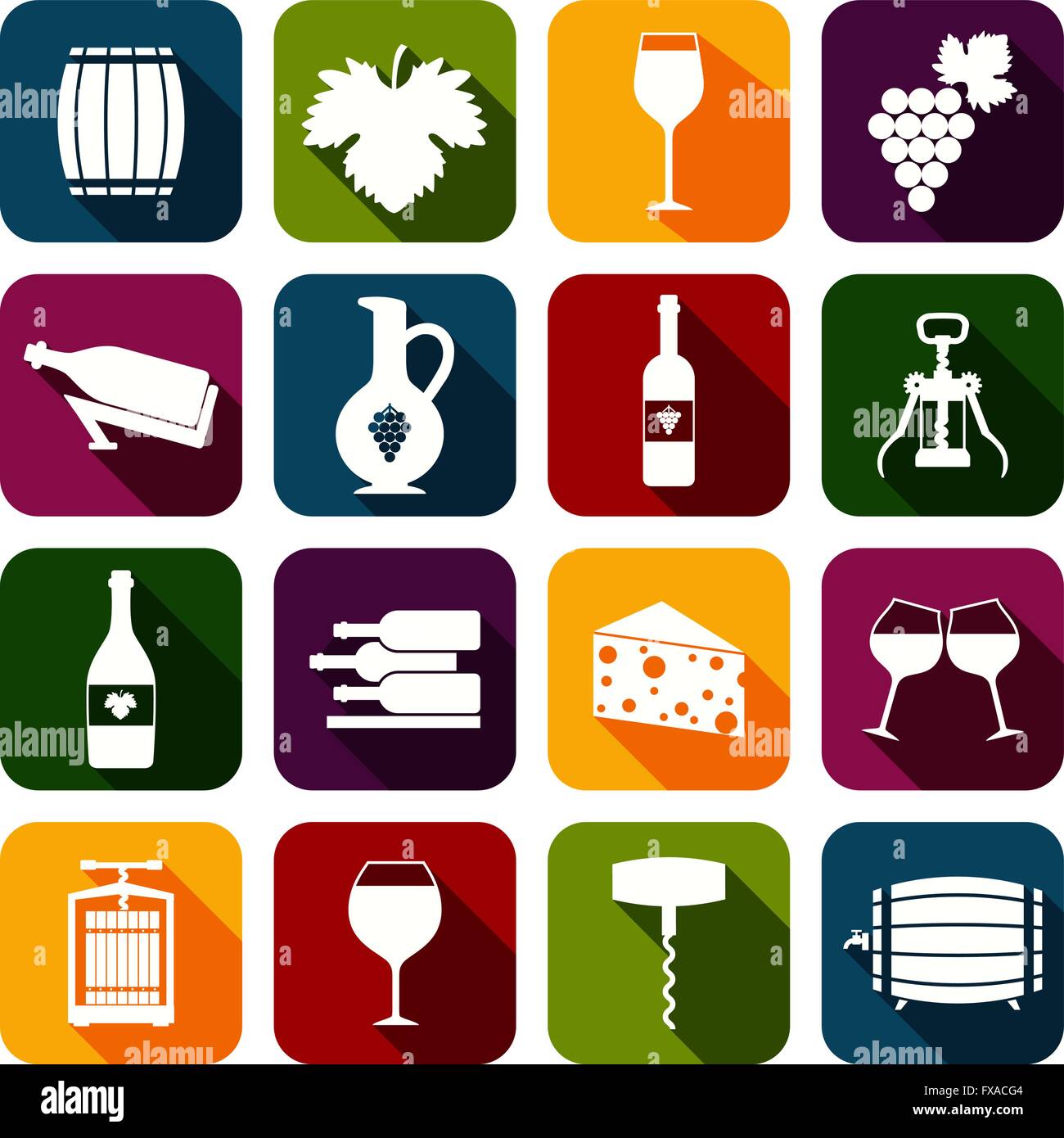 Wine icons set flat Stock Vector Image & Art - Alamy