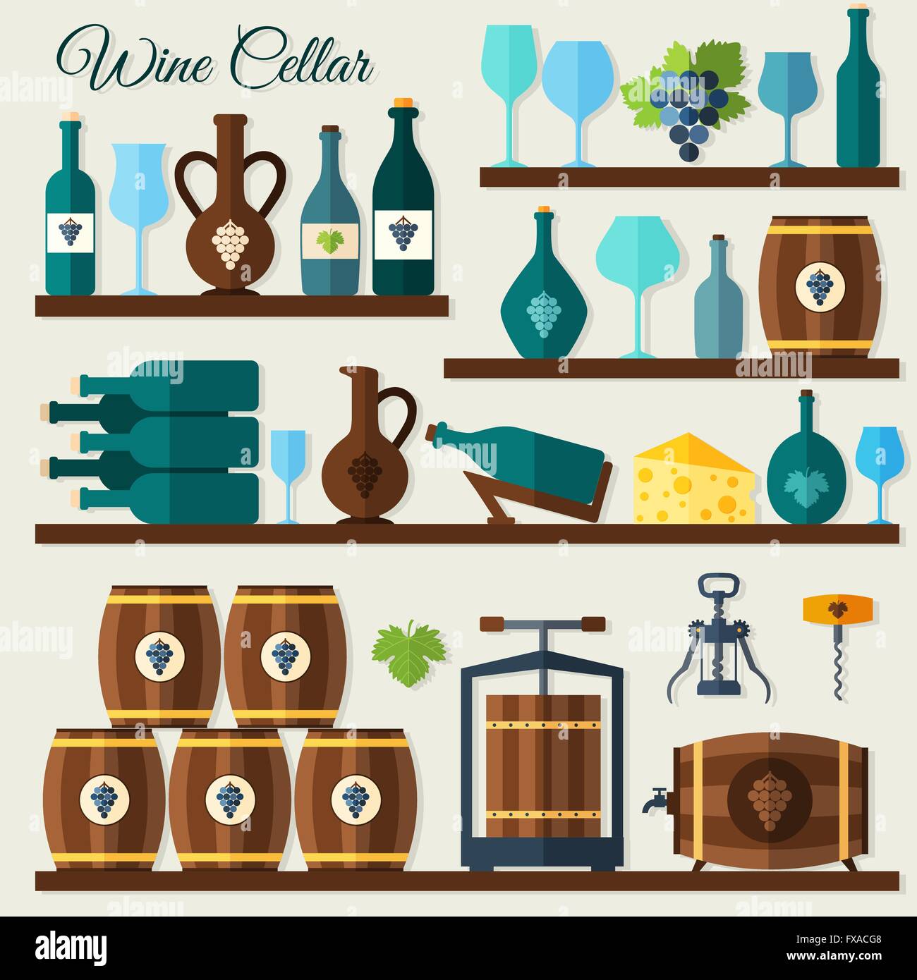 Old wine collection cellar Stock Vector Images - Alamy