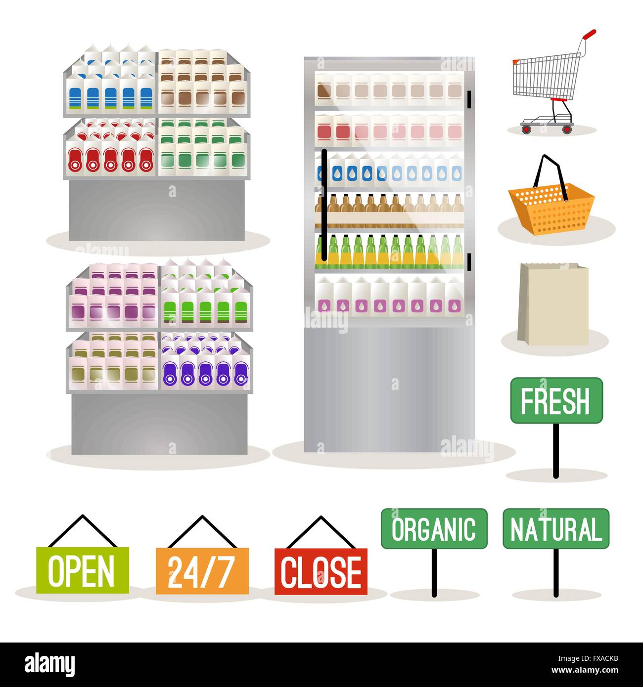 Supermarket shelves set Stock Vector Image & Art - Alamy