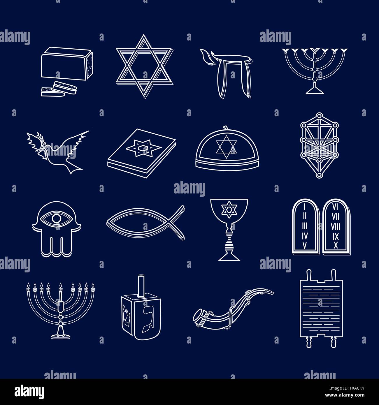 Judaism icons set outline Stock Vector Image & Art - Alamy