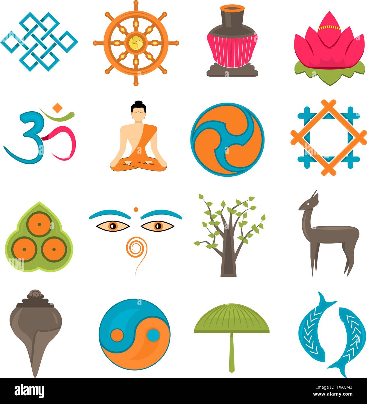 Buddhism icons set Stock Vector Art & Illustration, Vector Image ...