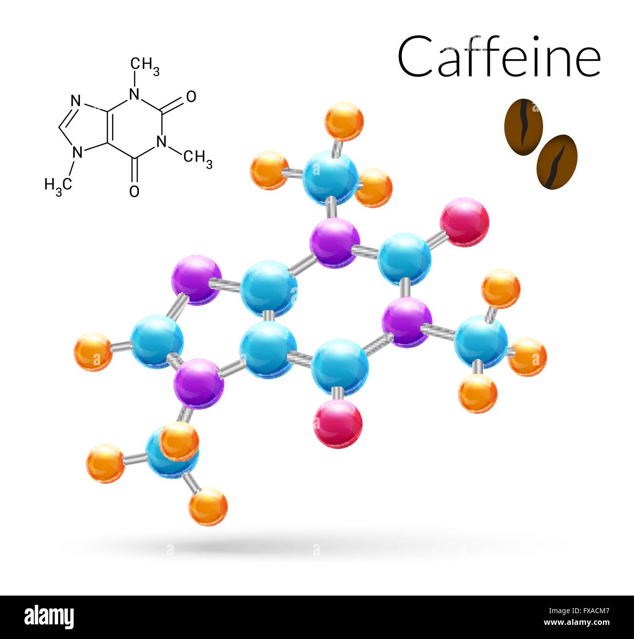 Caffeine molecule 3d Stock Vector Image & Art - Alamy